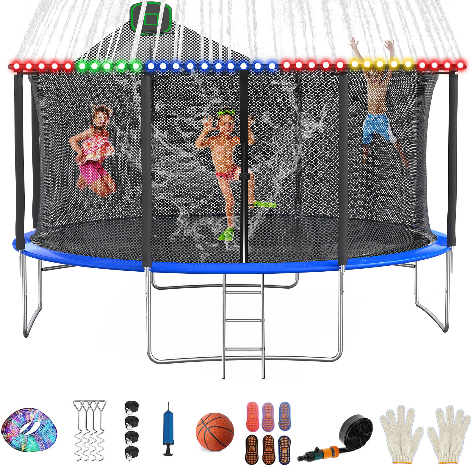 FIZITI Trampoline Series 14' Round Backyard Trampoline with Safety ...