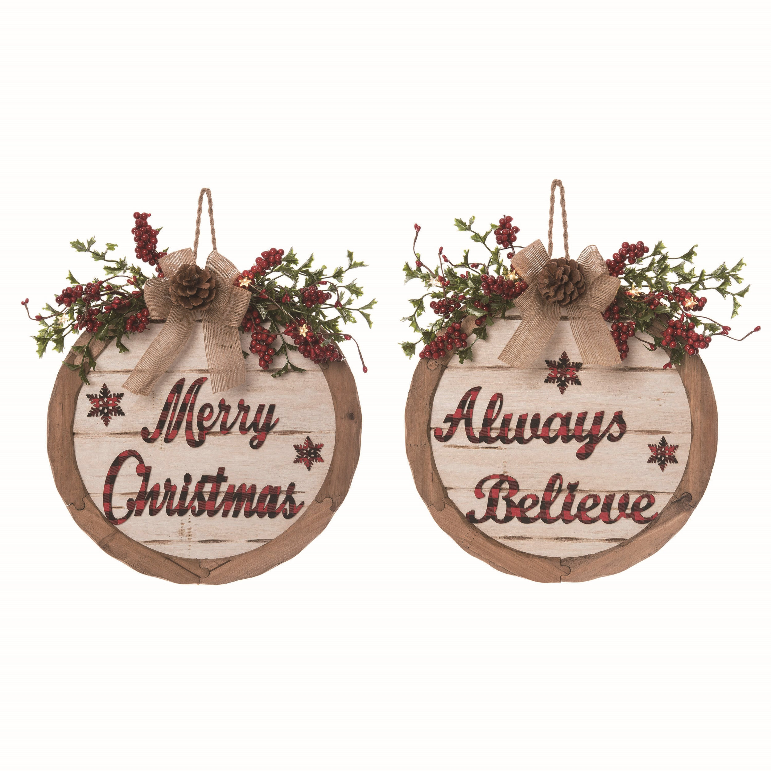 The Holiday Aisle® Floral Rustic Wood Sentiment Christmas Hanging Wall ...