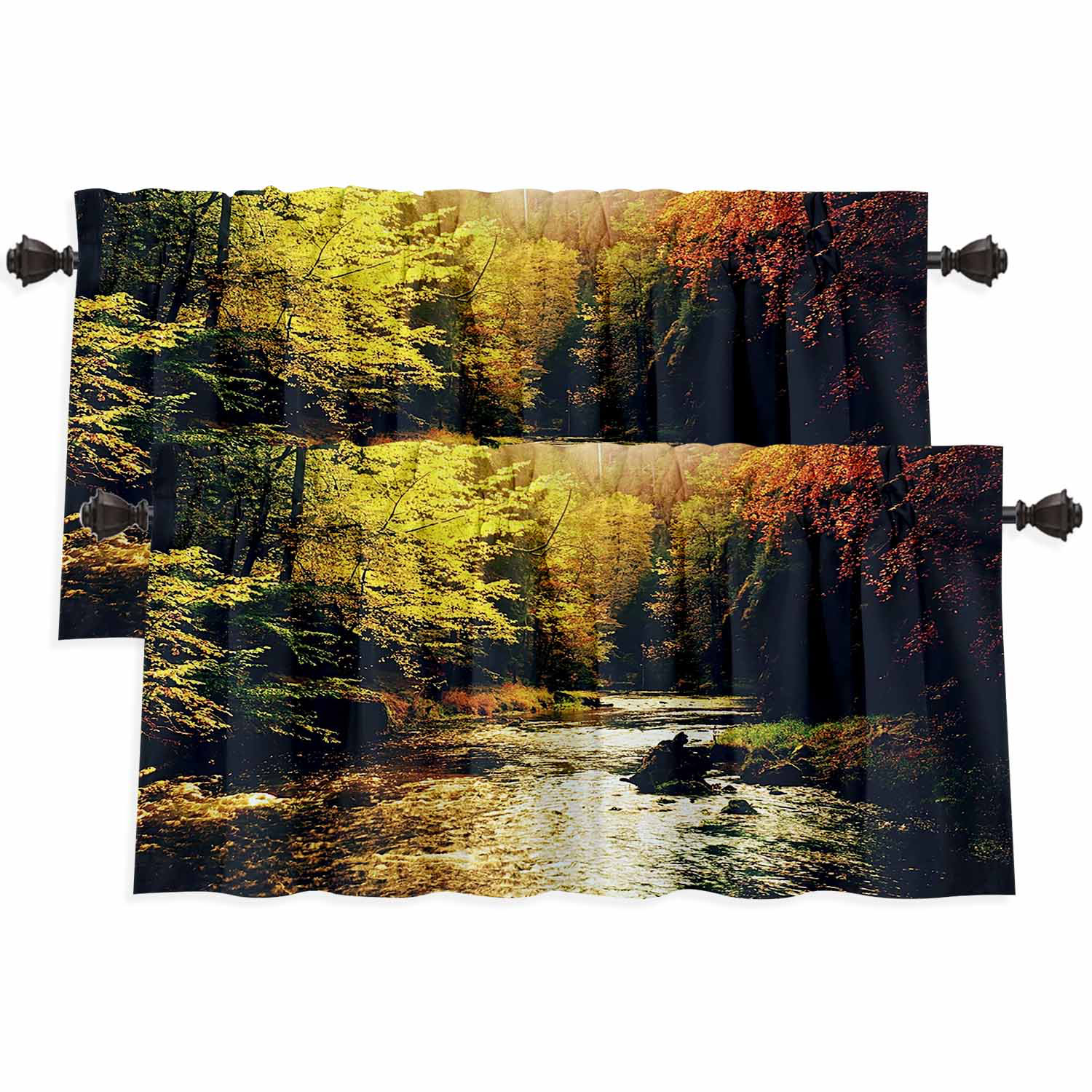 Ophelia & Co. Orange 52"W Vivid Autumn Colors of Autumnal River Window ...