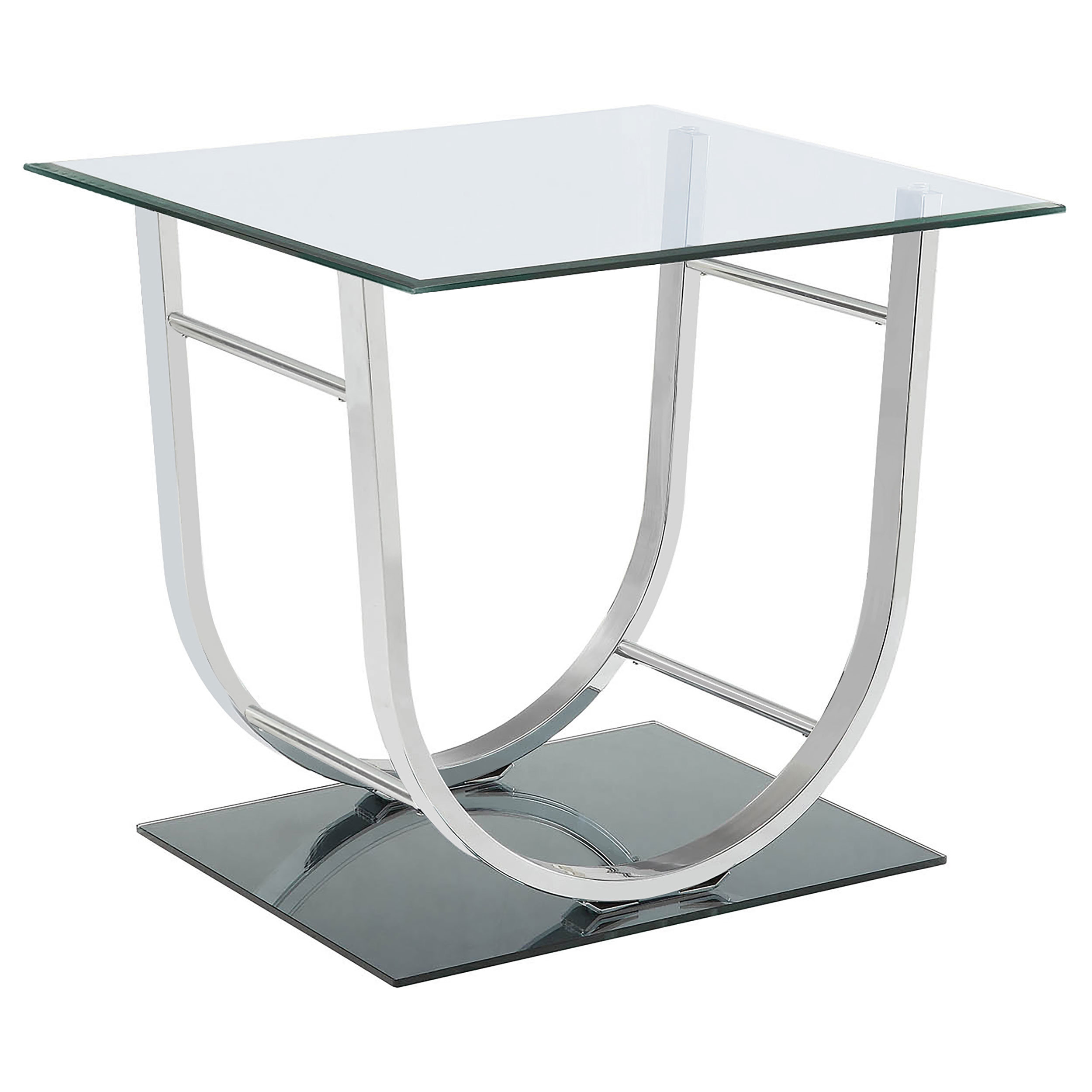 Brayden Studio® Modern Square U-Shaped Glass Top Side Table with ...