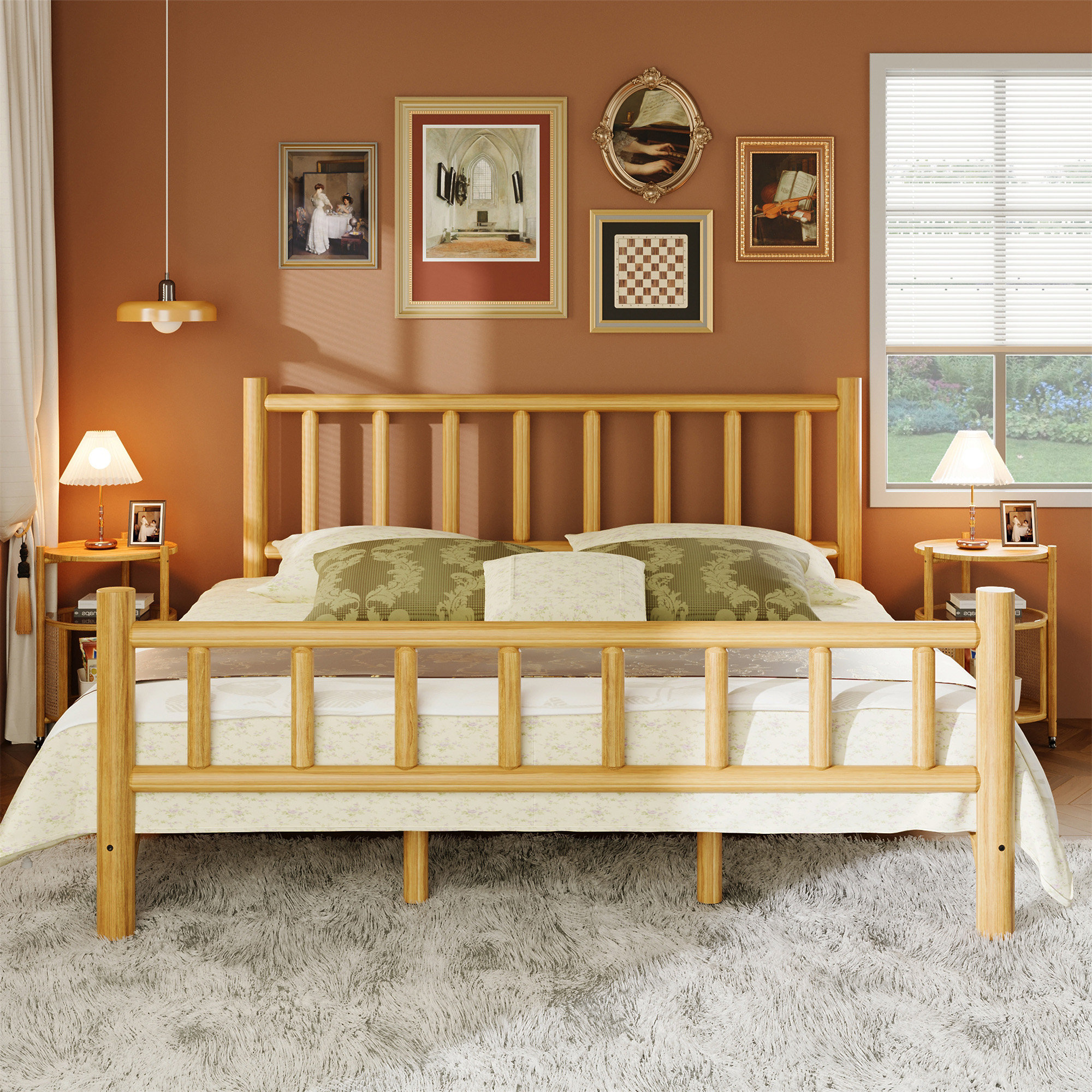 Ophelia & Co. Farmhouse Log Bed Frame Rustic Style Pure Solid Pine ...
