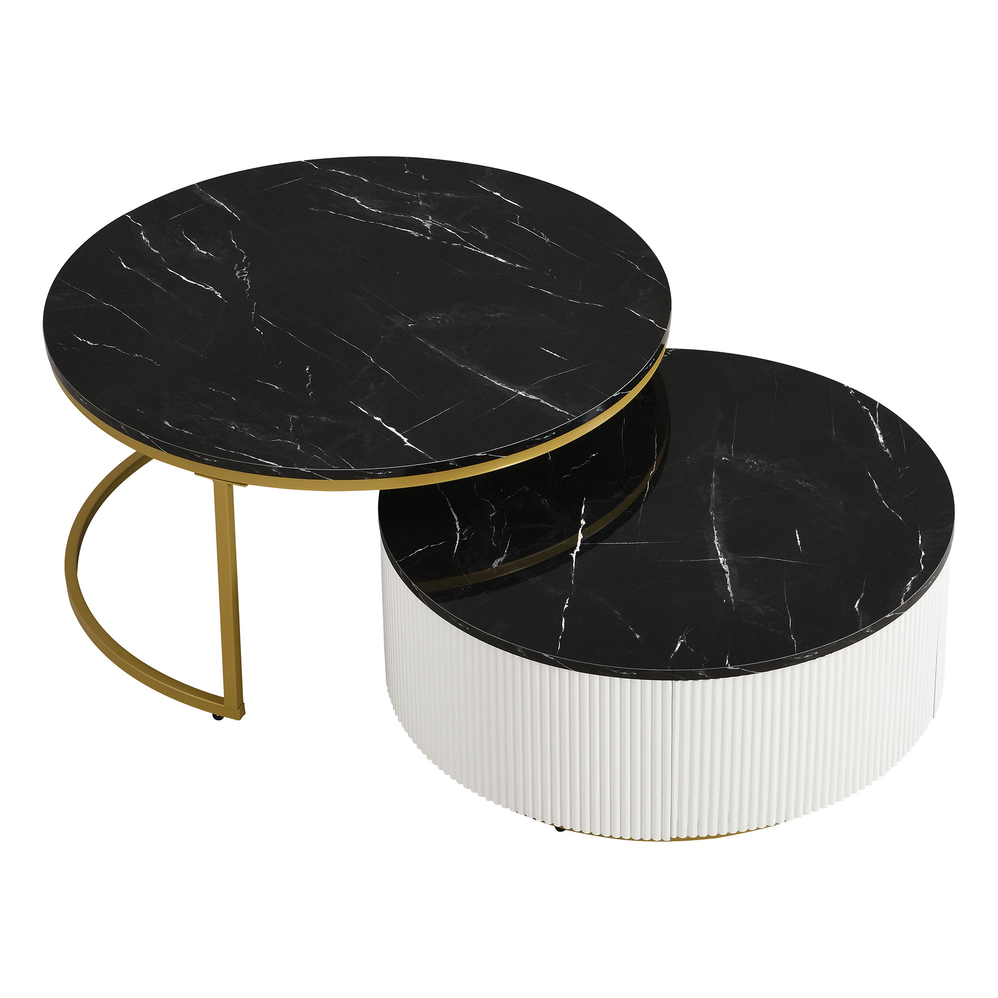 Corrigan Studio® Modern Round Nesting Coffee Table with Recessed | Wayfair