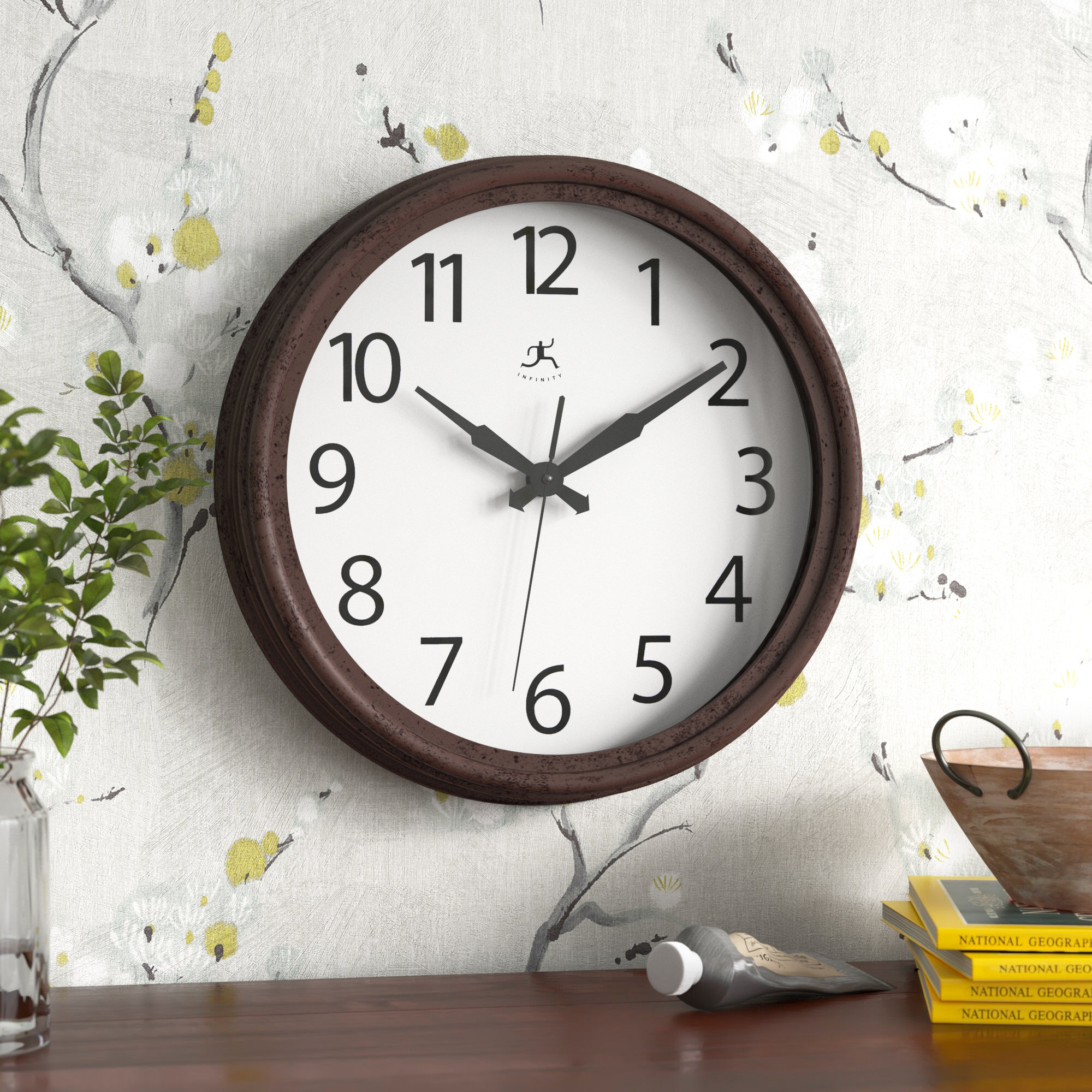 Charlton Home® Ciearra Outdoor Round Plastic Wall Clock 12 Inches ...