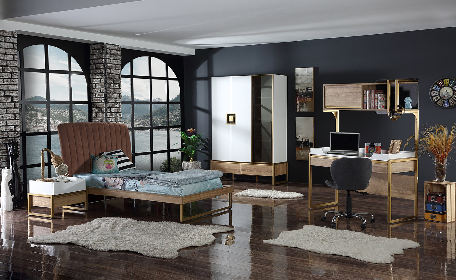 Lynda Kids Alpha Twin Extra Long Platform 6 Piece Bedroom Set | Wayfair