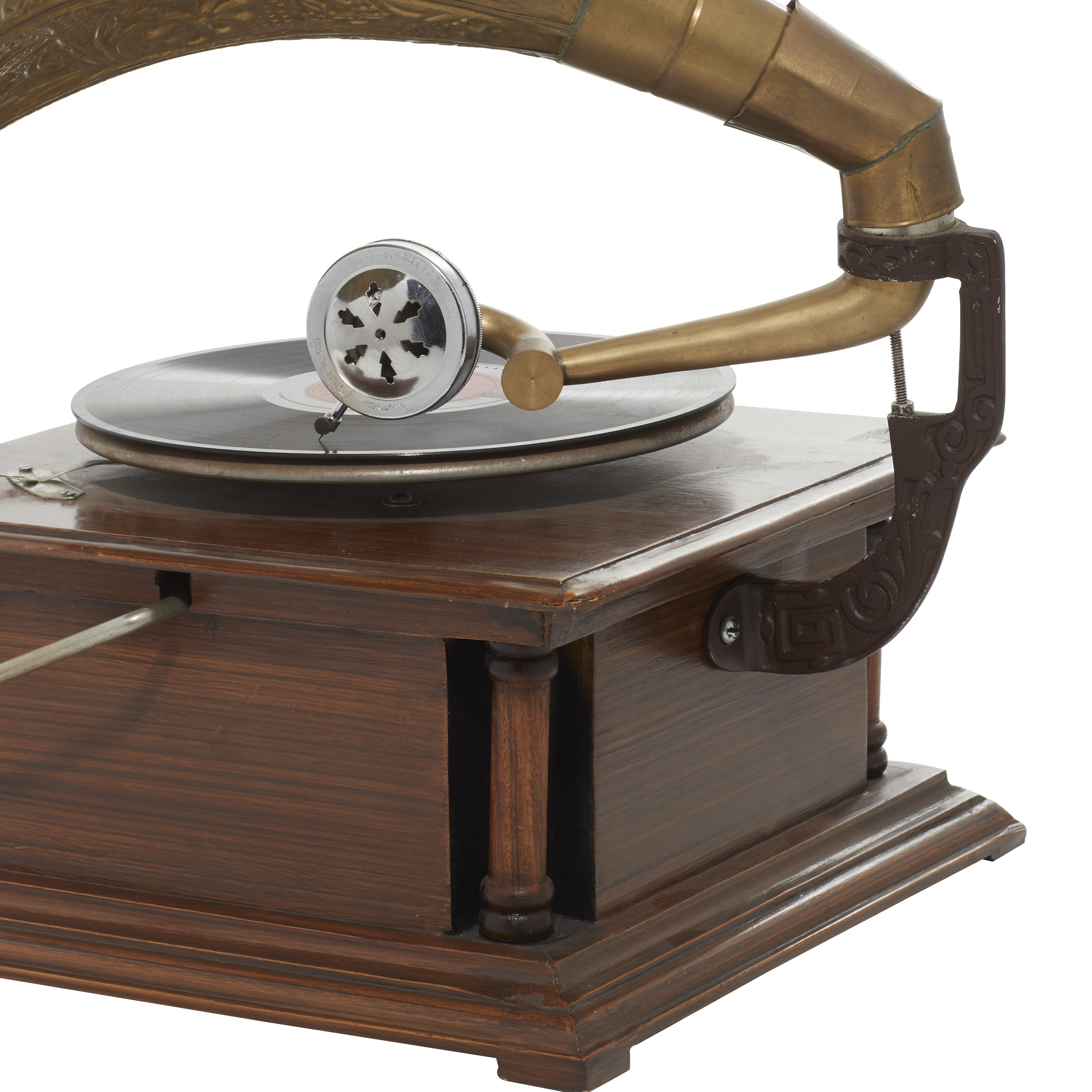 Canora Grey Wood Functional Copper Gramophone with Record | Wayfair