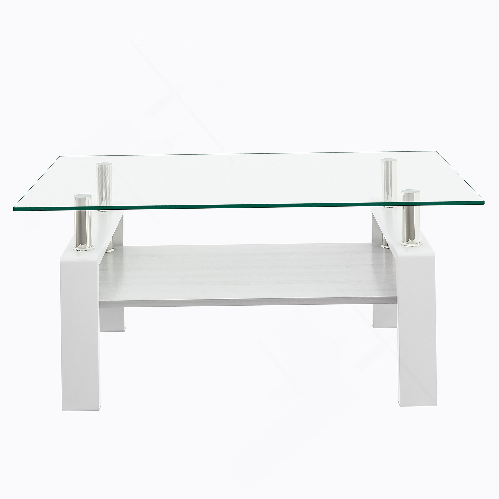 George Oliver Rectangle Coffee Table, Tempered Glass Tabletop with MDF Layer, Modern Table | Wayfair