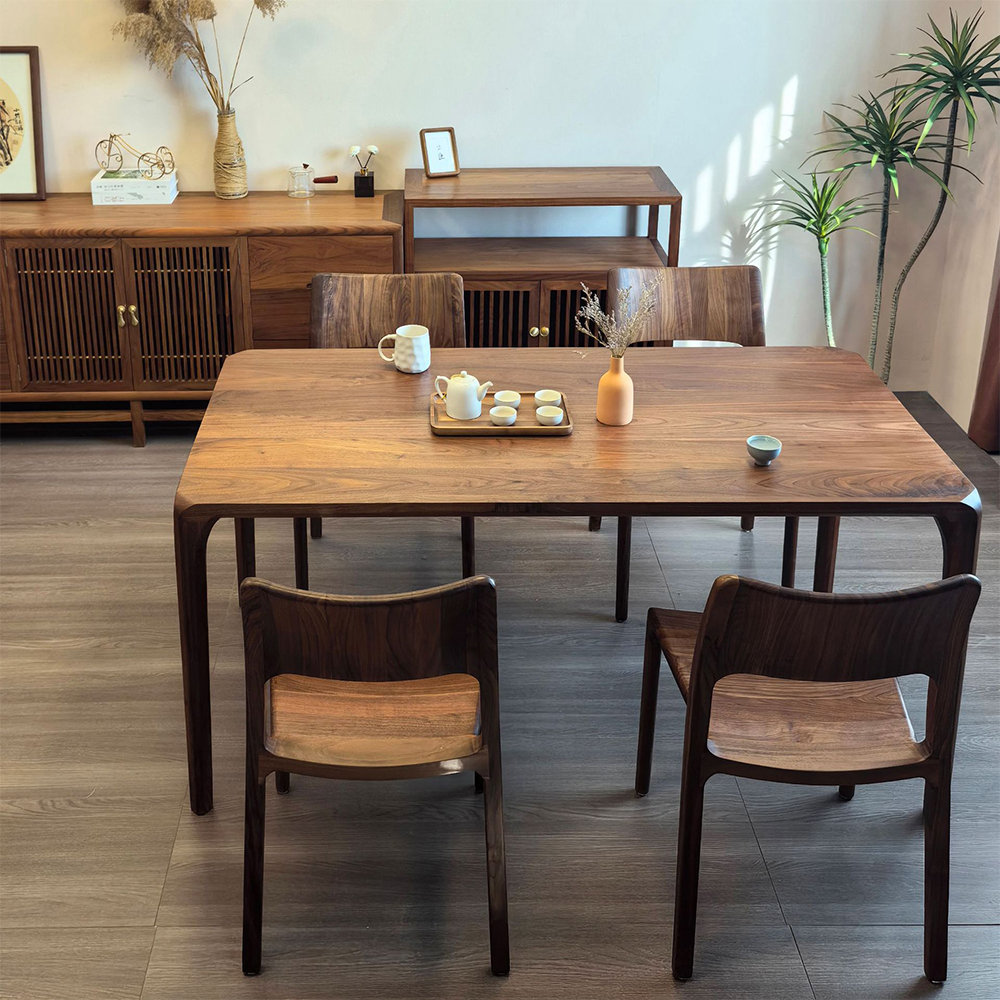 Waagy Black walnut modern dining table sets | Wayfair