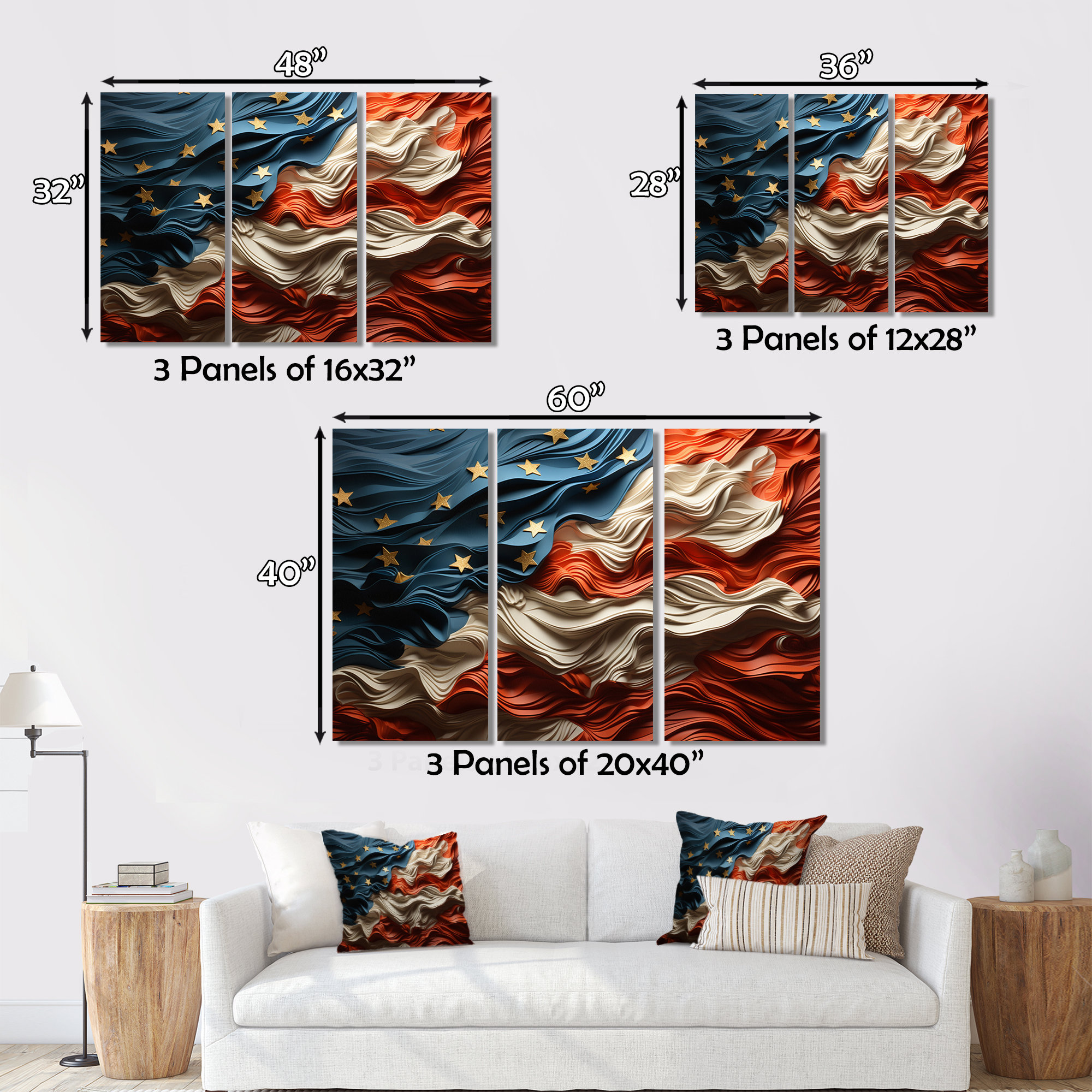 Williston Forge Modern USA Flag II - Flag Metal Wall Decor Set | Wayfair