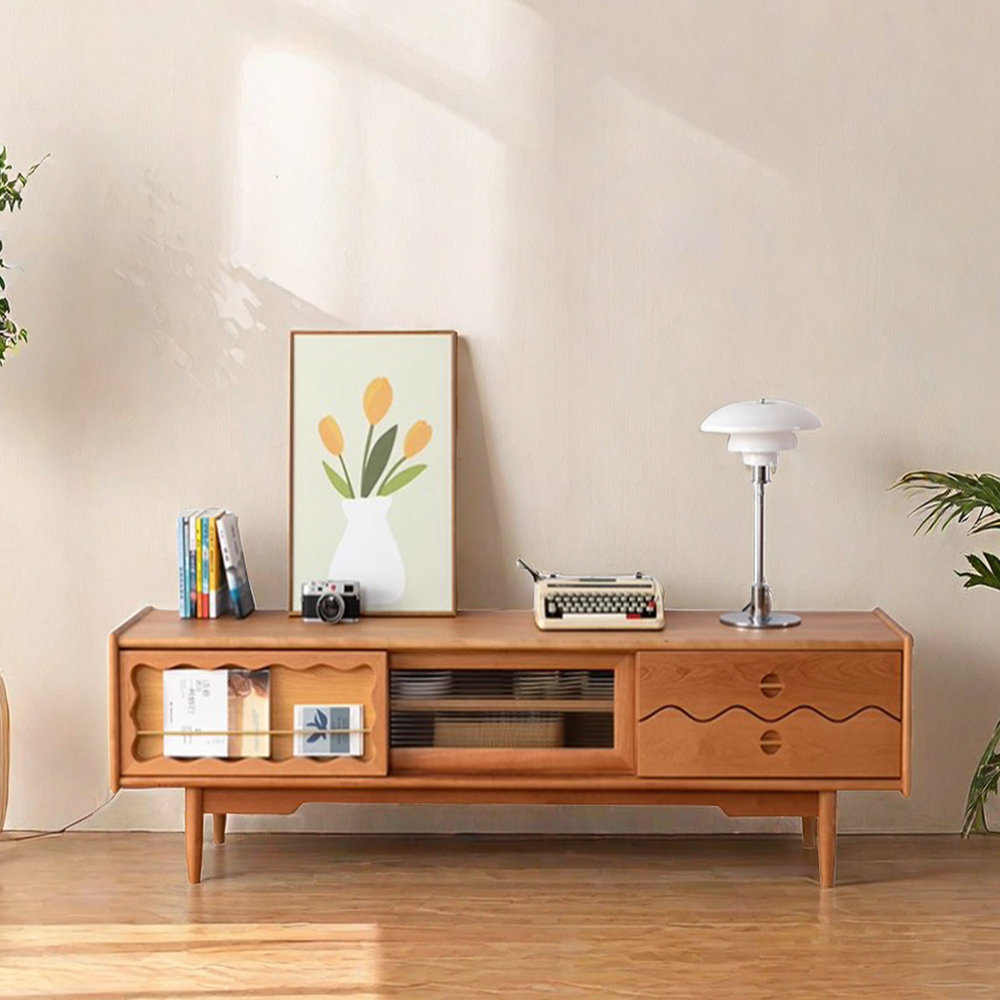 jessica Creative Wave Solid Wood TV Cabinet 59.05'' Media Console | Wayfair