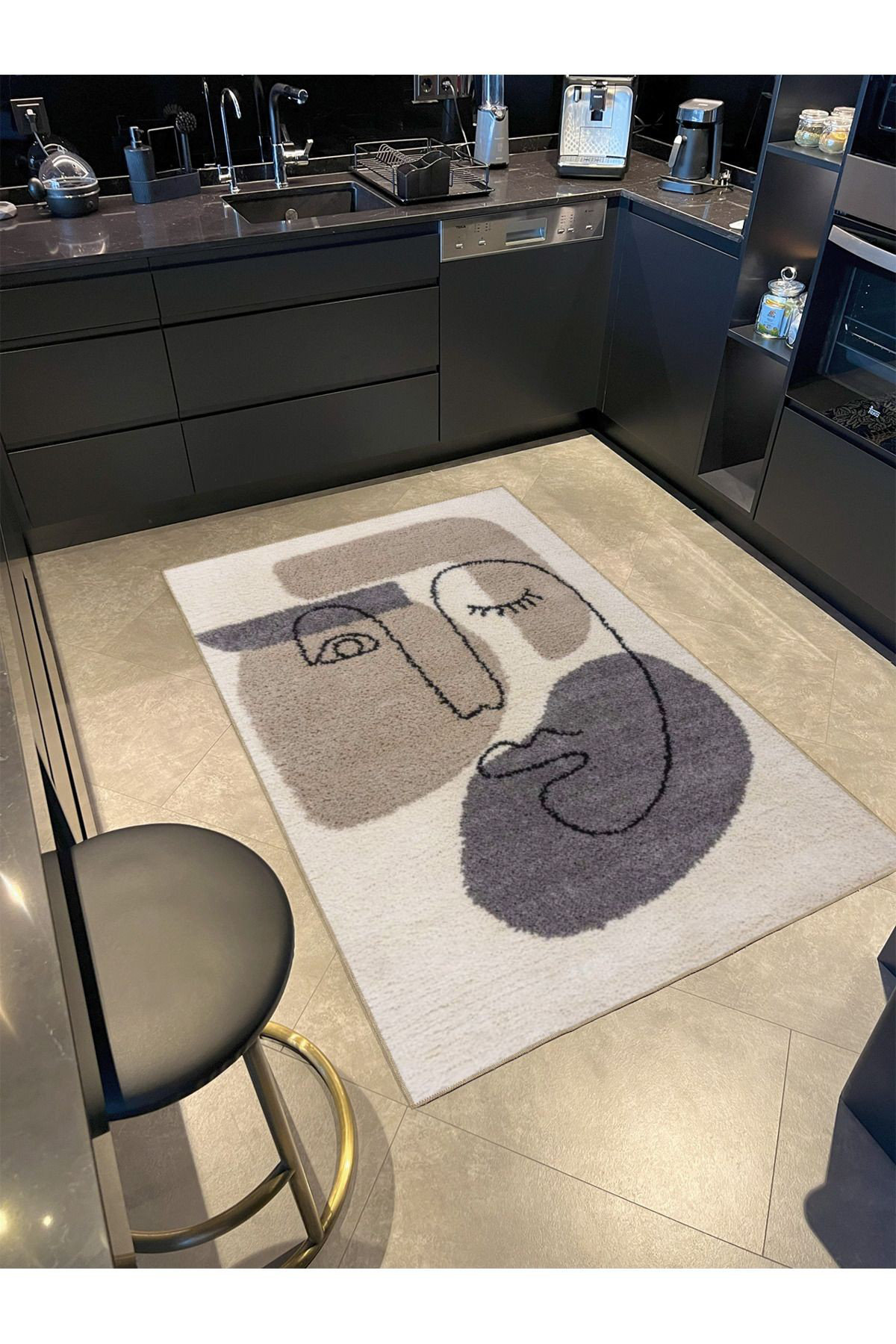 Hokku Designs Face Themed Patterned Woven Base Machine Washable Rug ...