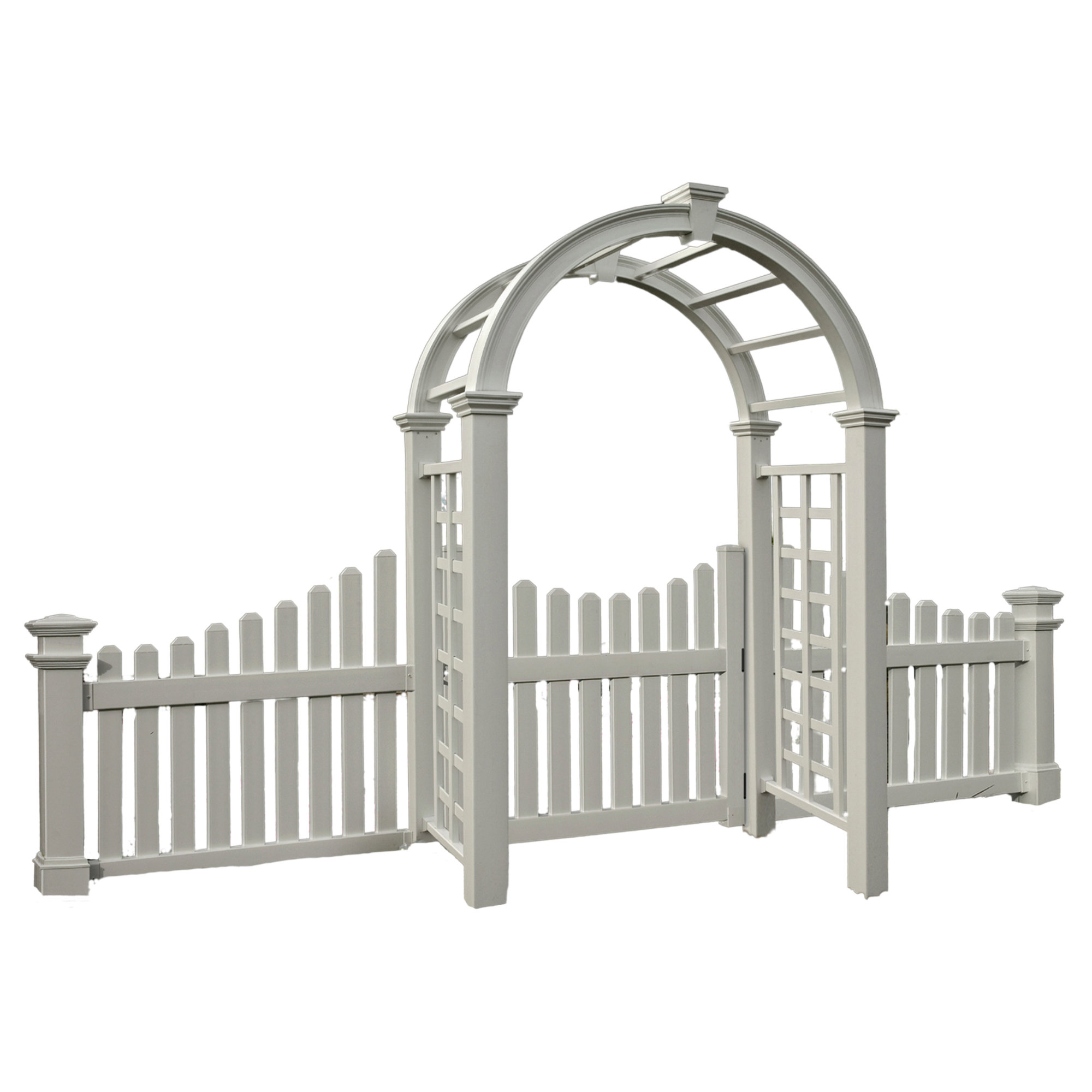 Vita 158" W x 30" D Polyvinyl Chloride (PVC) Arbor with Gate in White ...