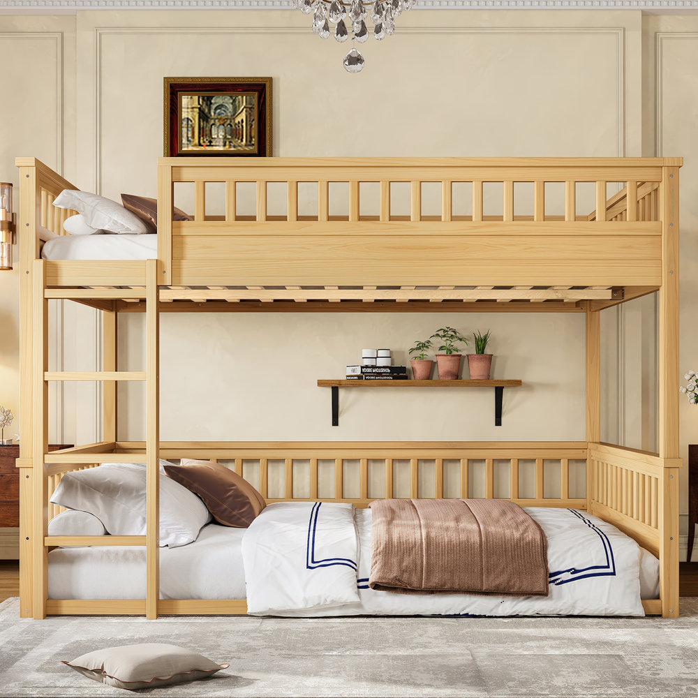 Foundry Select Queen over Queen Bunk Bed with Ladder and Guardrails ...