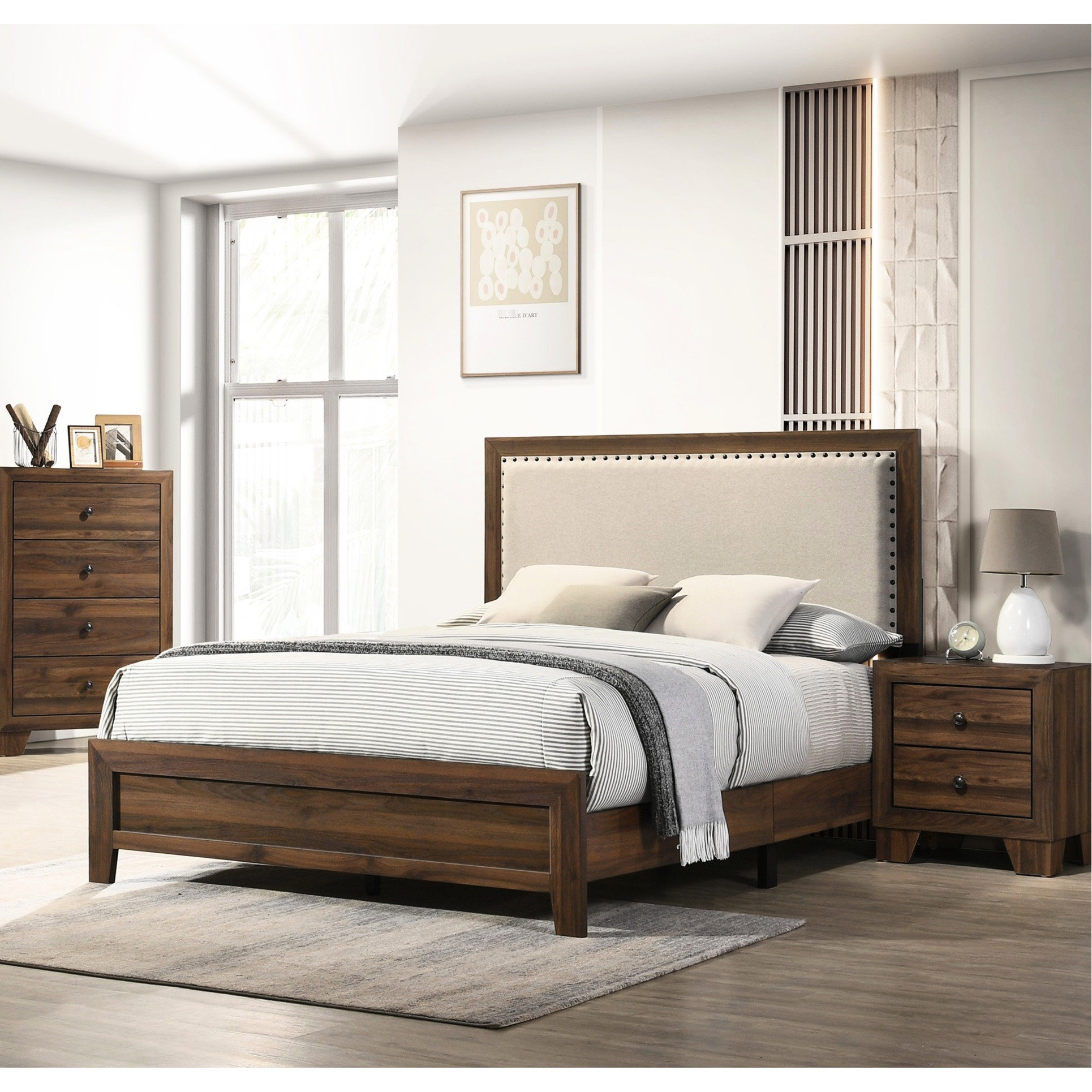 Latitude Run® Outstandingly Beautiful Bed With Brown Cherry Headboard ...