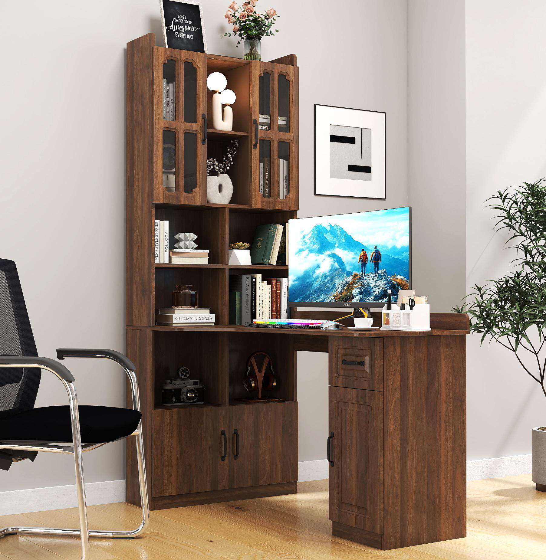 Latitude Run® L-Shaped Corner Computer Desk For Home Office Or Study ...