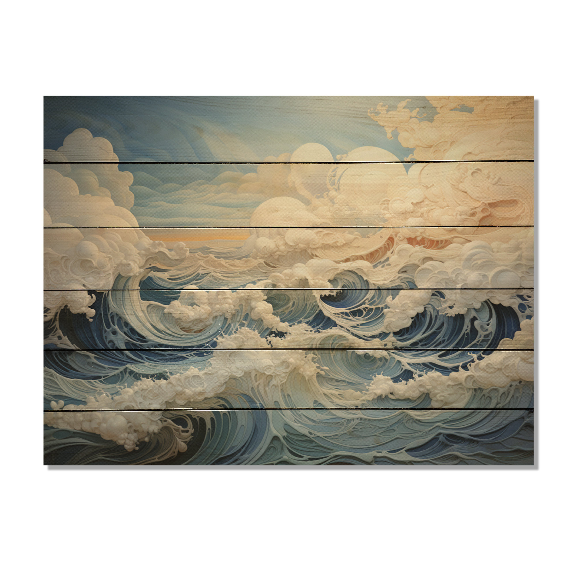 Dovecove Goldrick Clouds Celestial Landscape II On Wood Print | Wayfair