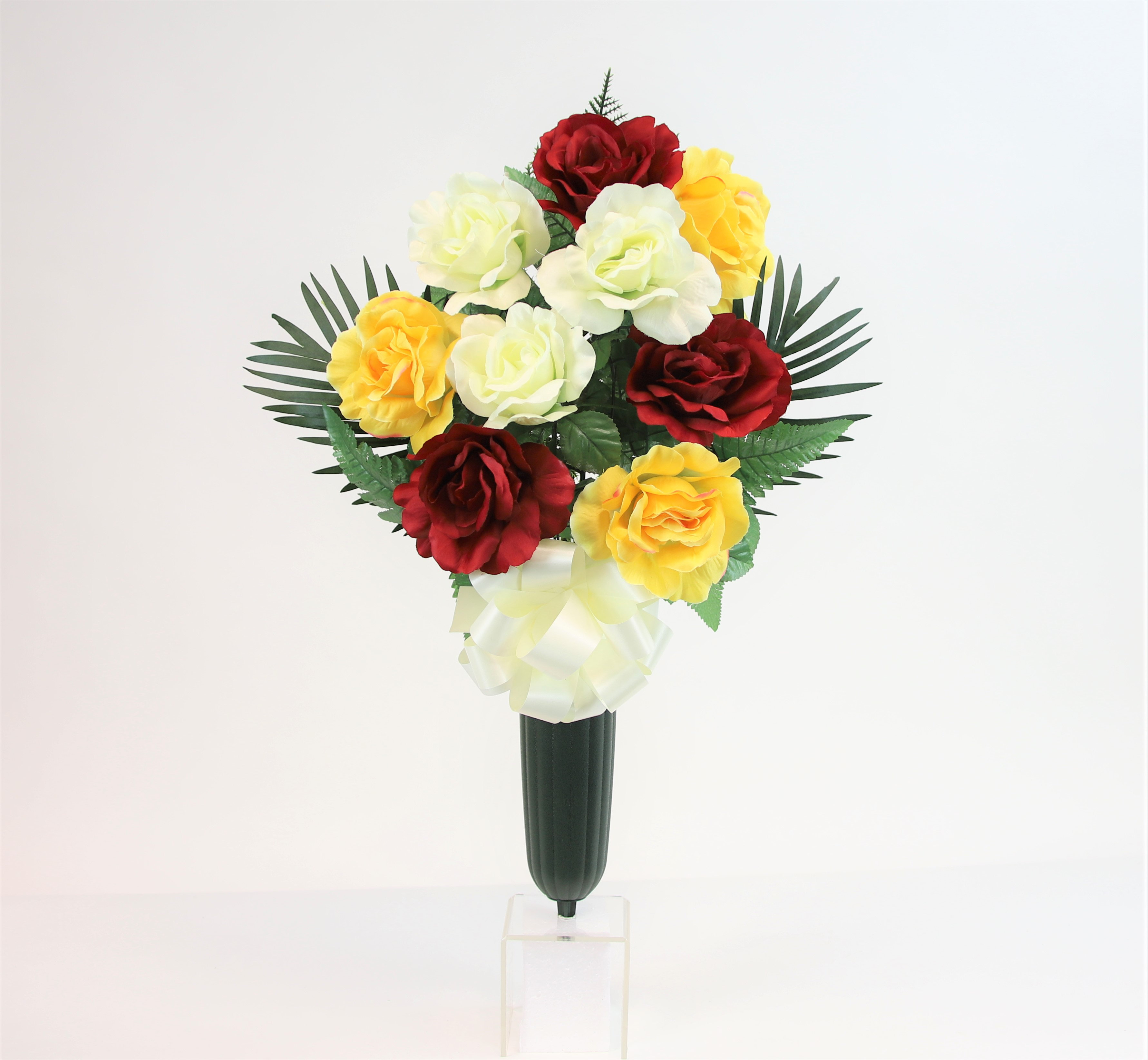 Primrue Memorial Cemetery Rose Arrangement in Cone Vase | Wayfair