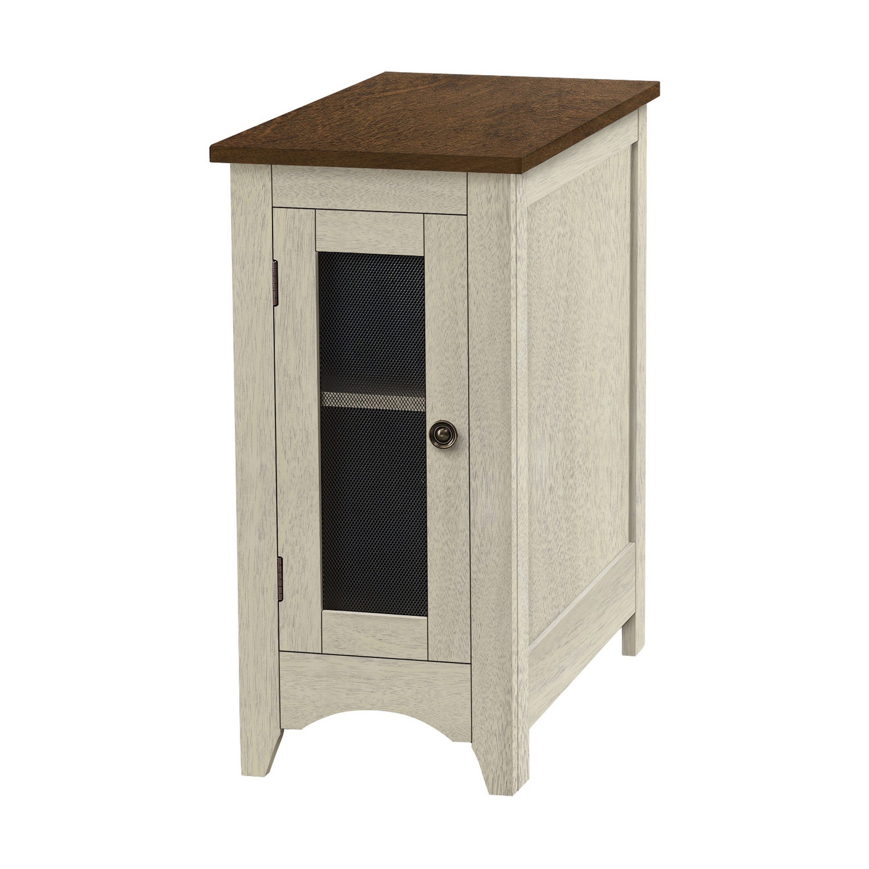 Benjara Boco Side Table, Mesh Front 1 Door, 22 Inch, Classic | Wayfair