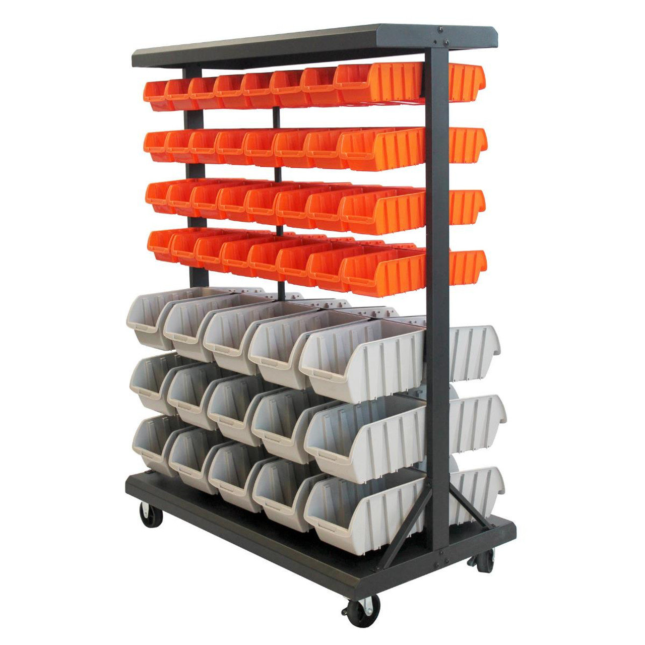 Trinity 35.5" W x 19.75" D x 48.5" H Dual Sided Rolling Bin Rack ...