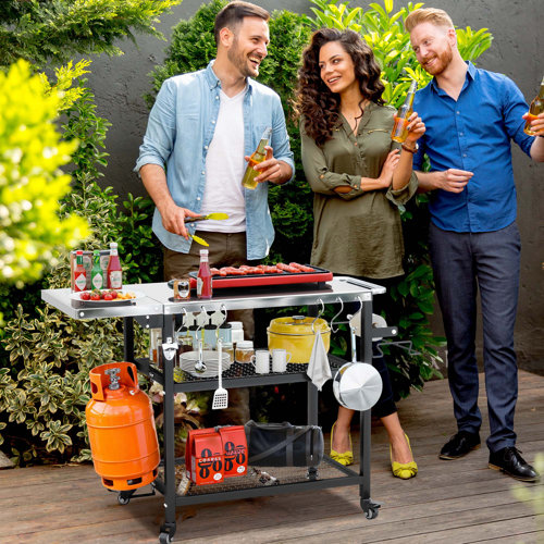 Balconera Outdoor Rolling Food Prep Stand Grill Table Cart On Wheels ...