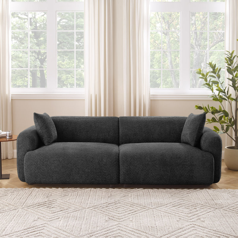 Latitude Run® 90 "Wide 3 Seat Upholstered Polyester Sofa with Throw ...