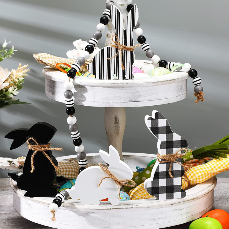 The Holiday Aisle® 4 Pieces Easter Bunny Table Wooden Signs Bunny ...