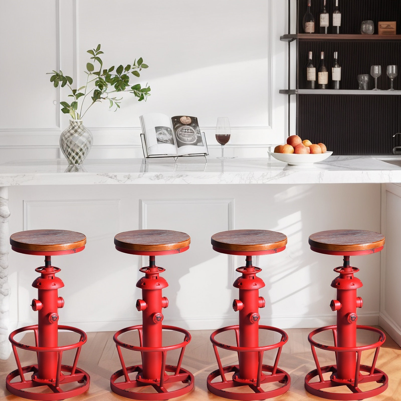 Williston Forge Antique Industrial Round Bottom Adjustable Height Cafe ...