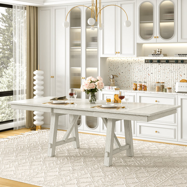 Gracie Oaks Solid Wood Storage Dining Table Matte Grey Extendable ...