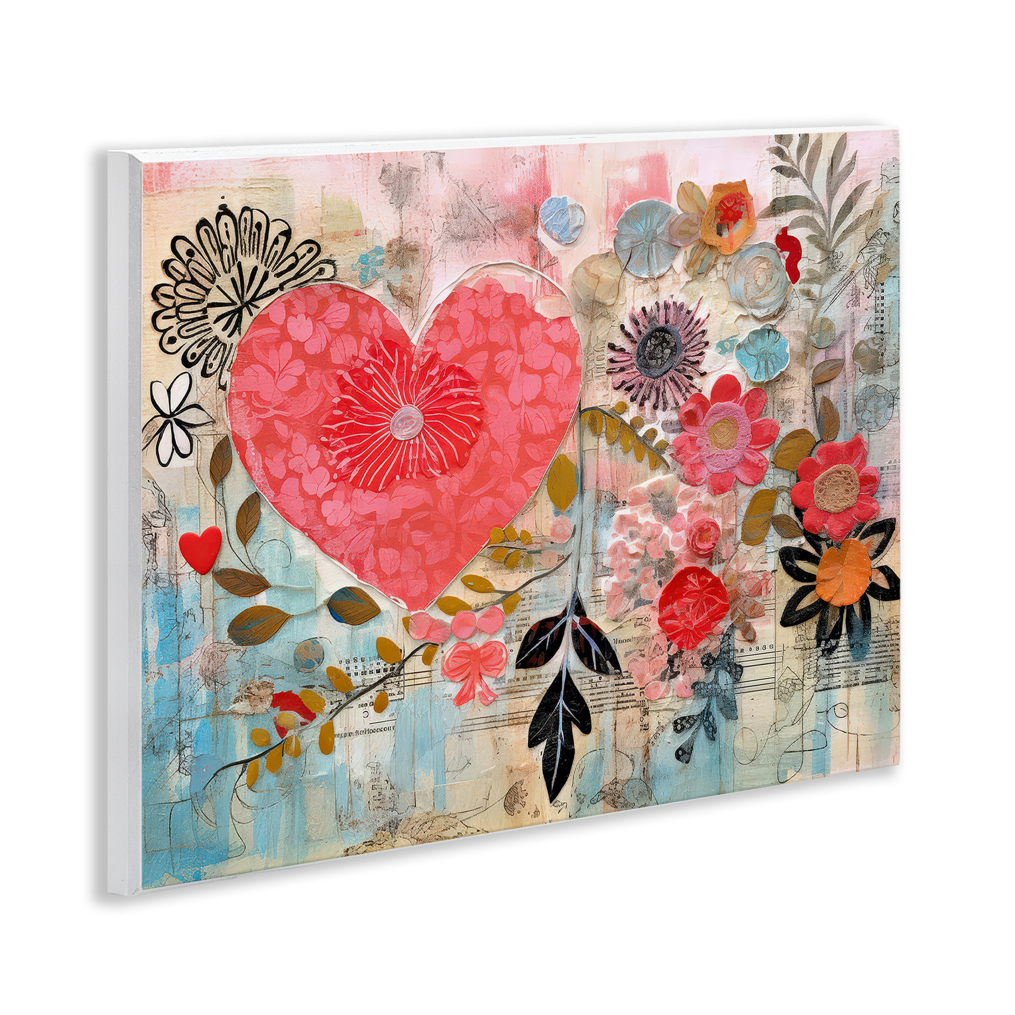 Dakota Fields Playful Heart & Flowers Wall Plaque Art by LSR Design ...