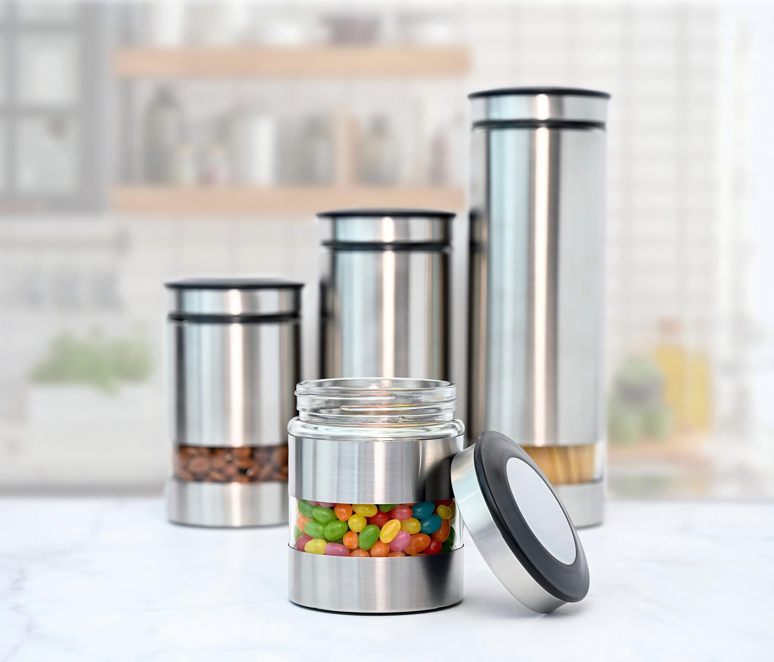 Prep & Savour Quality Stainless Steel Canister Set Of 4 For Kitchen ...