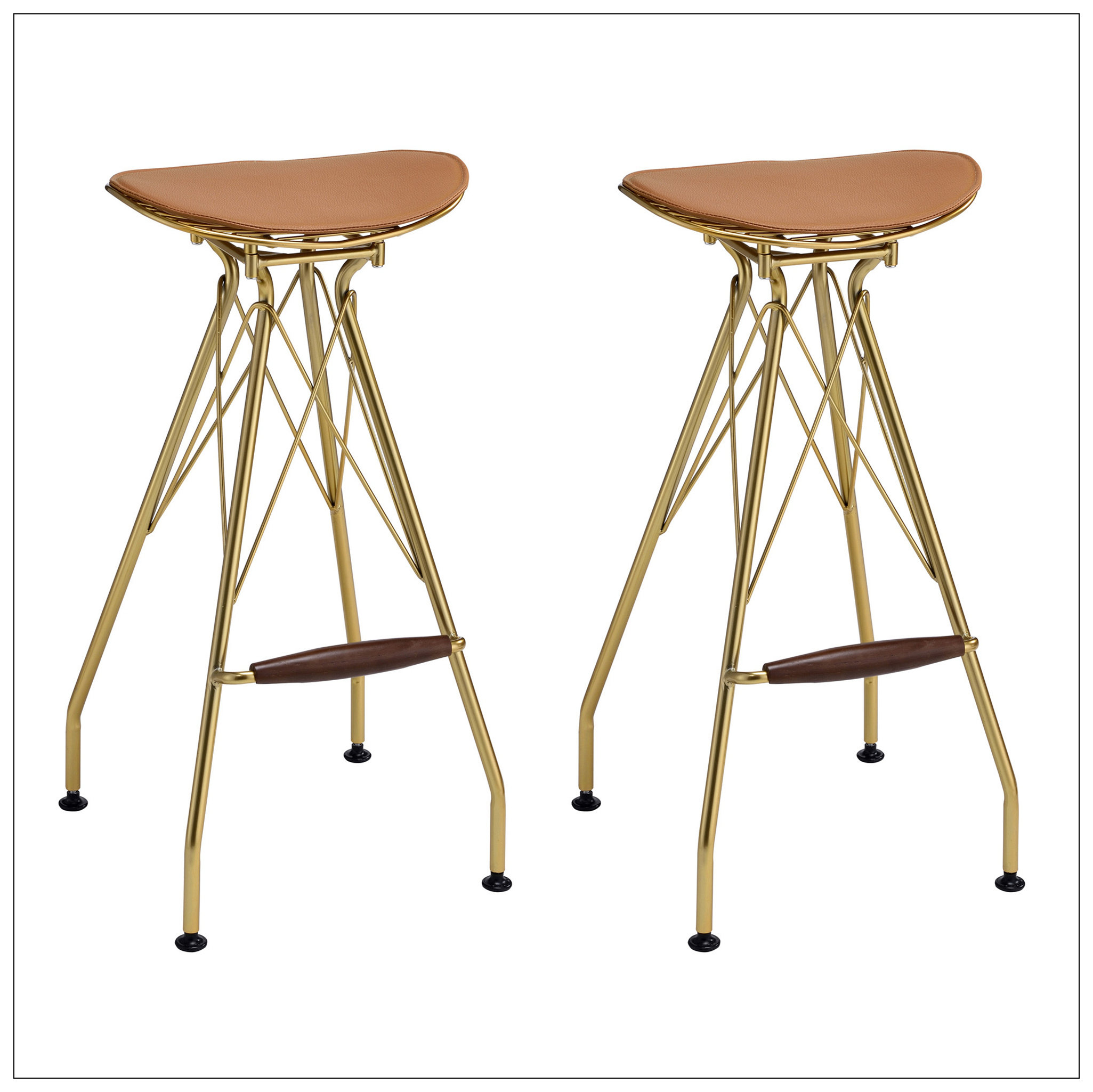 Everly Quinn Whiskey And Gold Backless Bar Stools (Set Of 2) | Wayfair