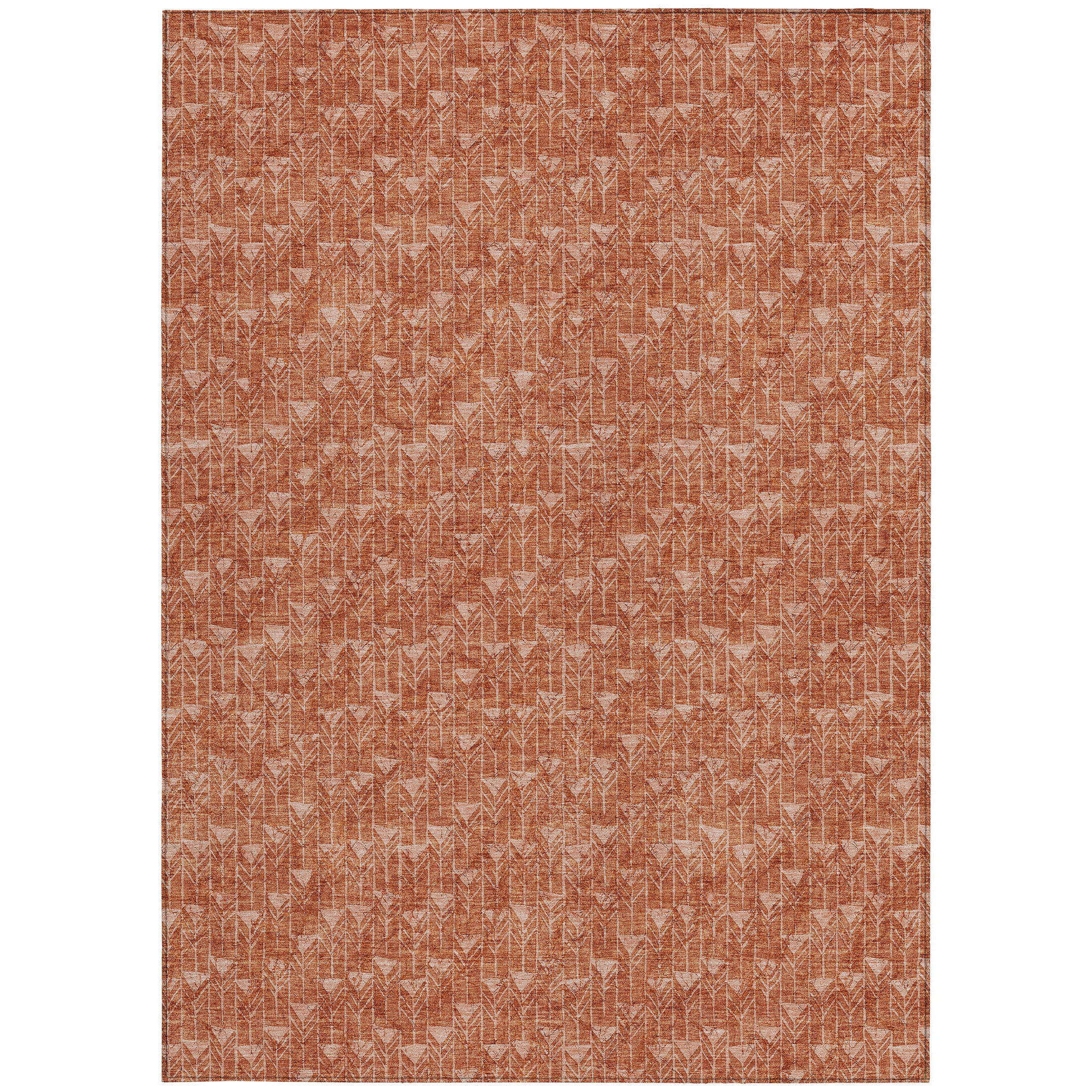 HomeRoots 10' X 14' Terra Cotta Geometric Washable Non Skid Indoor ...