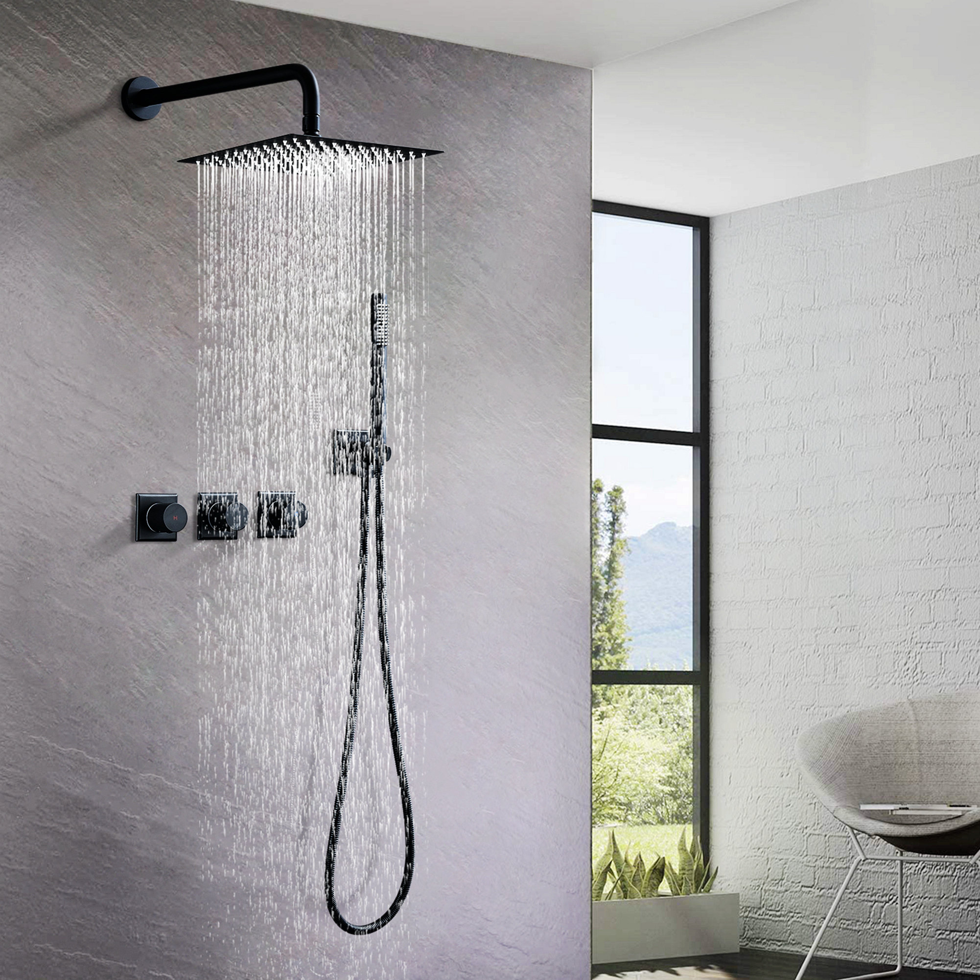 ACME Furniture Thermostatic Complete Shower System with Rough in-Valve ...