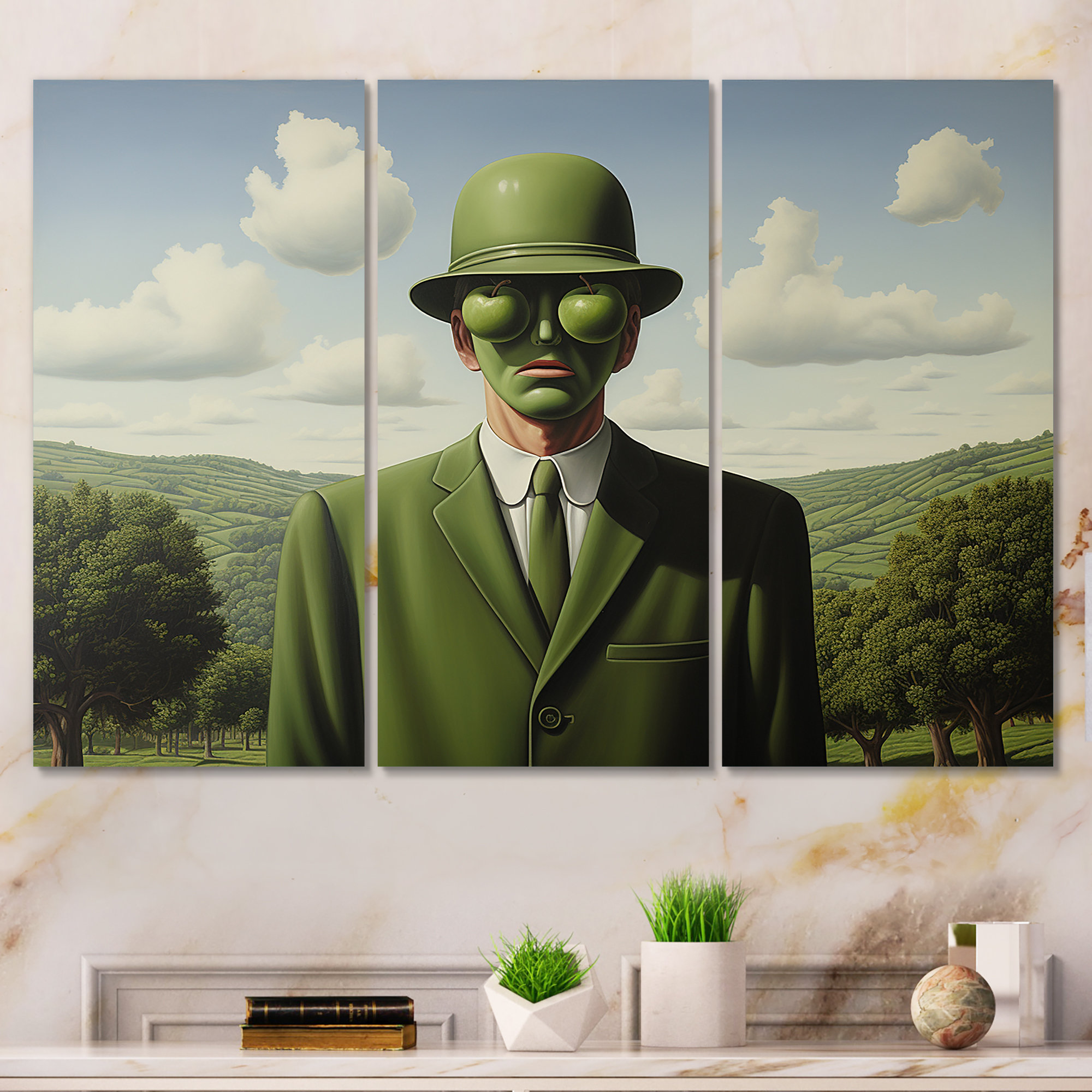 Latitude Run® Green Surrealist Man Portrait 2 - Surrealism Wall Art ...