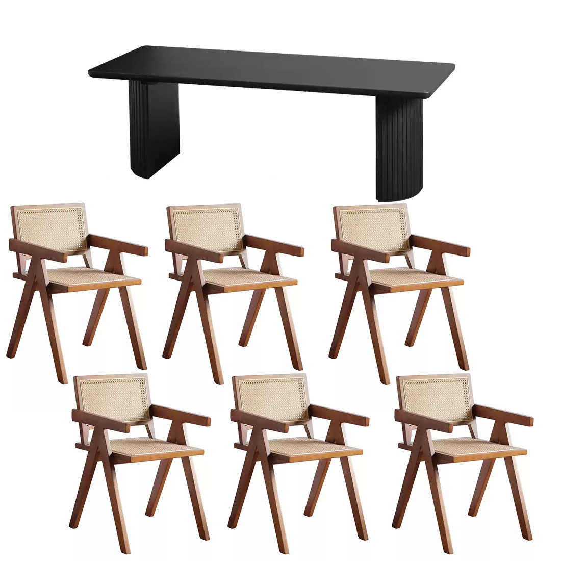 HomeLuxea Solid wood ash wood black simple dining chair comb | Wayfair