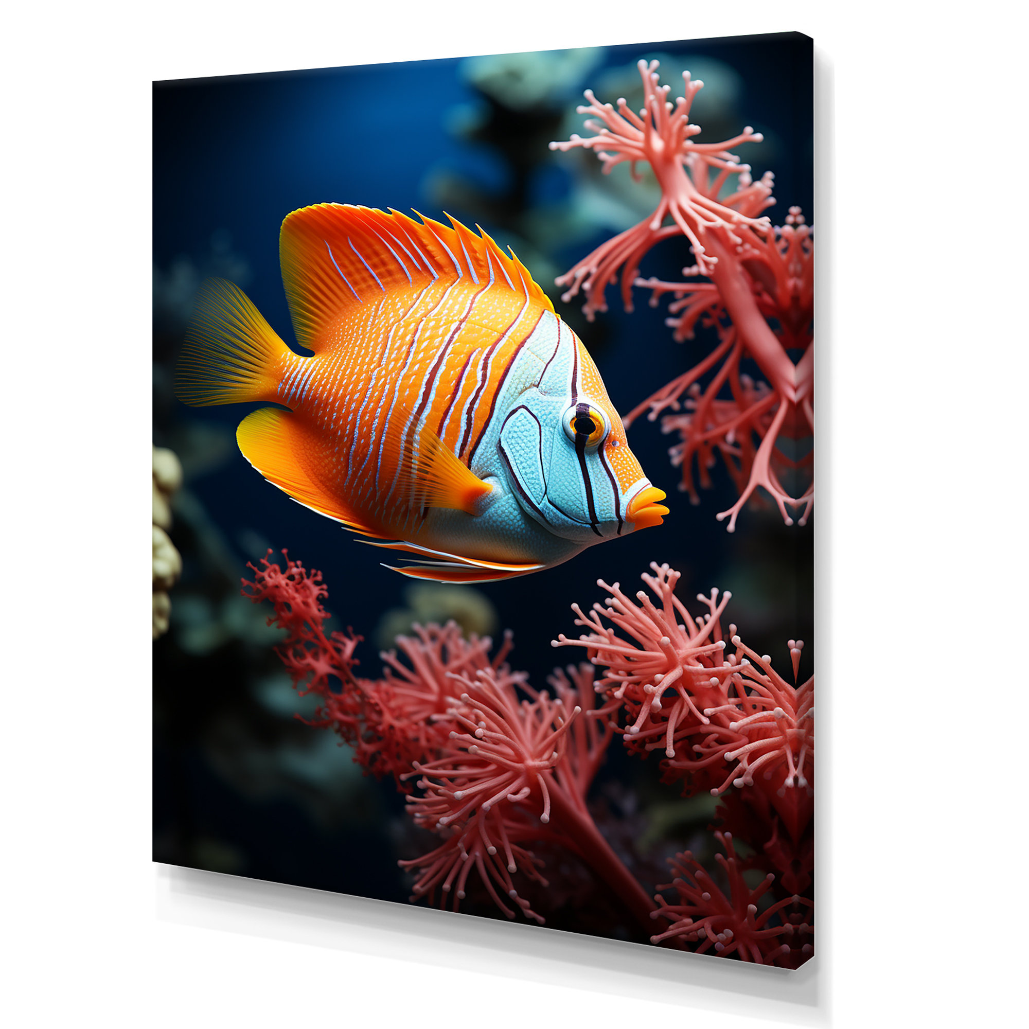 Design Art Beautiful Blue And Orange Butterflyfish - Beach & Ocean ...