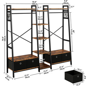 17 Stories Closet Rack And Storage Shelves, Heavy Duty Garment Rack T ...