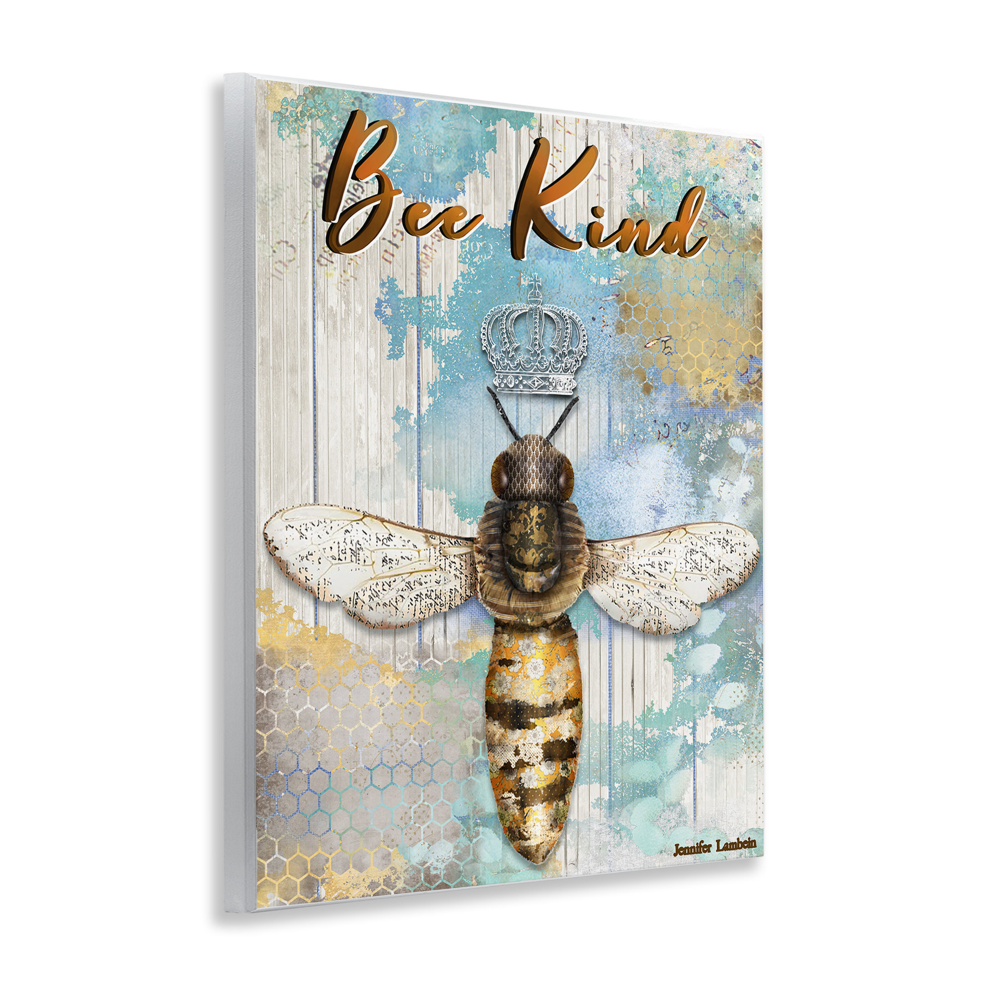 Ophelia & Co. Bee Kind Rustic Glam Wall Plaque Art by Jennifer Lambein ...