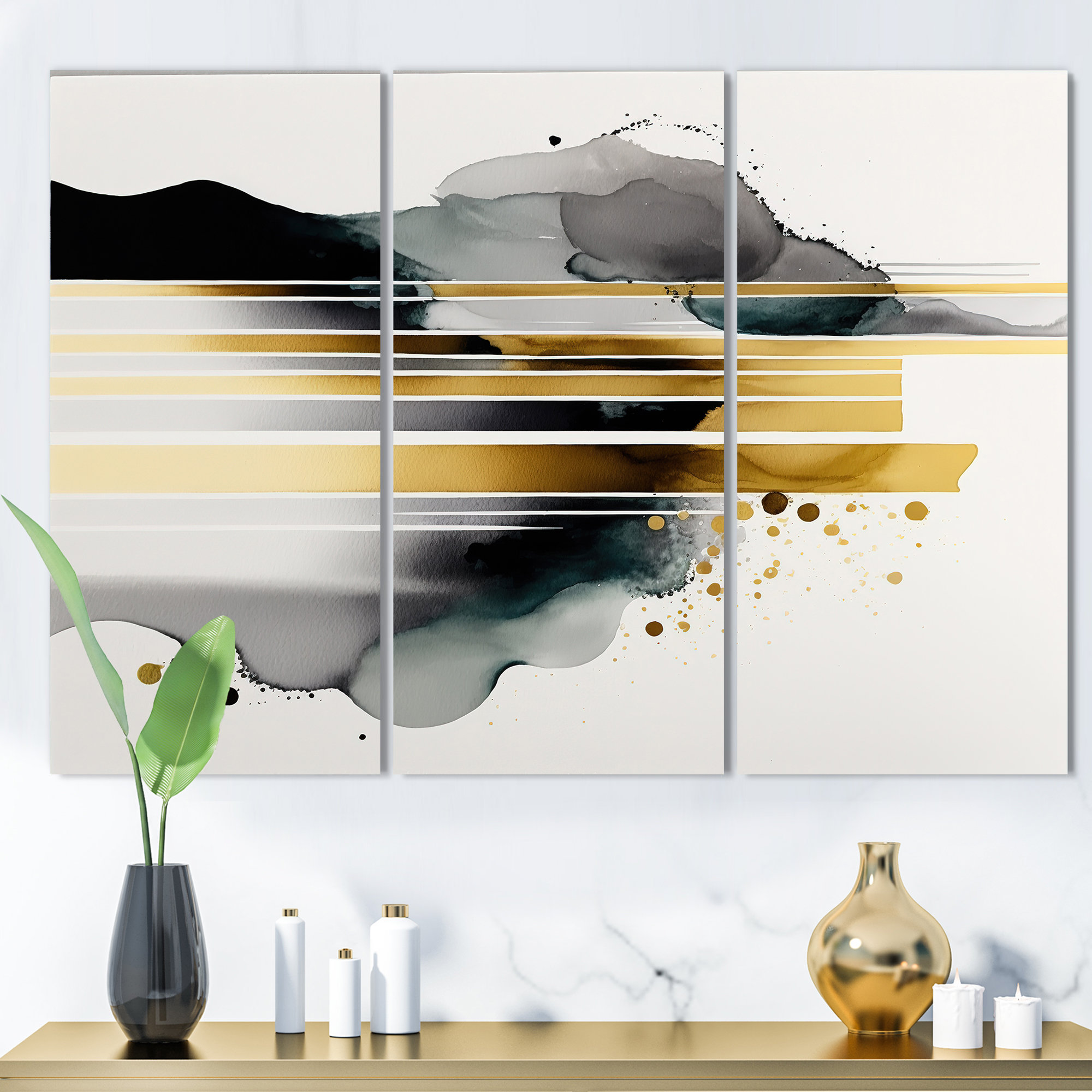 Design Art Abstract Transitional Shapes Black II - Animals Canvas Wall ...