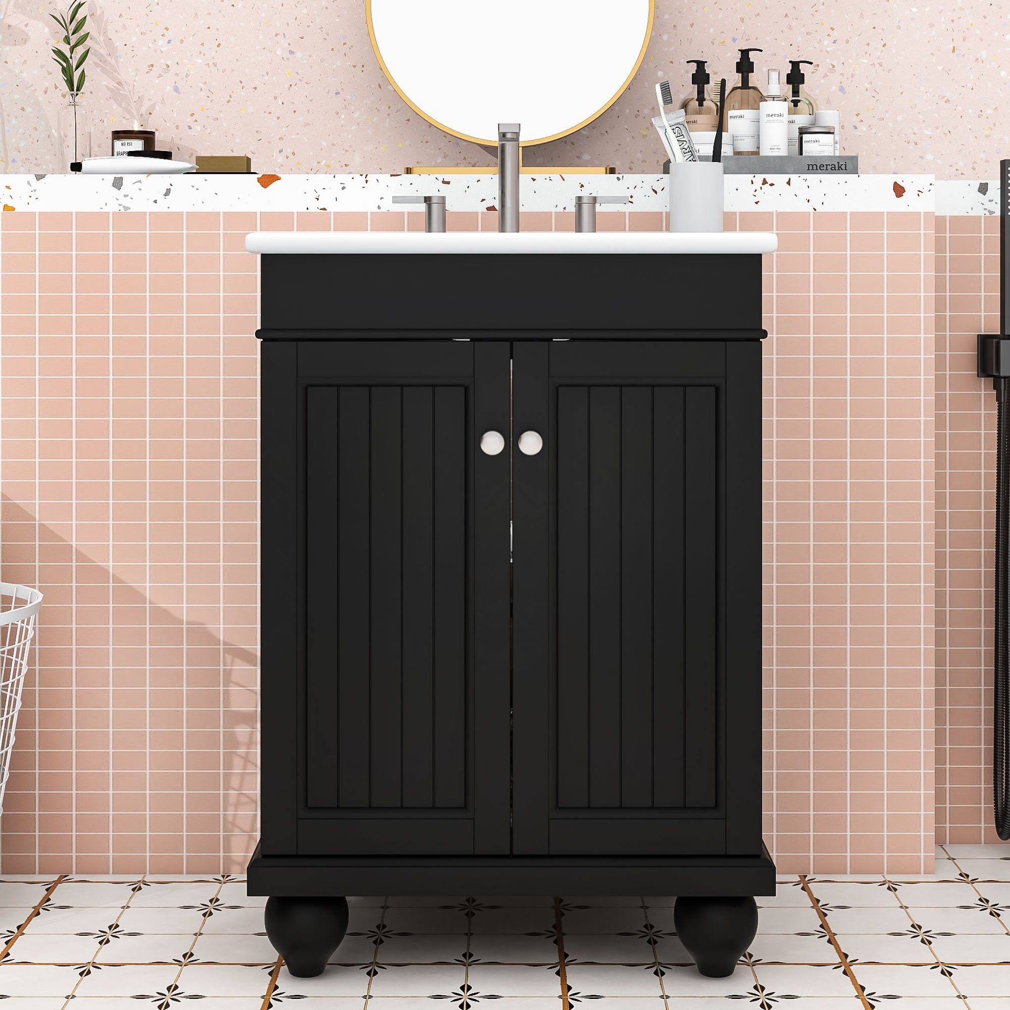 Charlton Home Sleek Freestanding Bathroom Vanity with Adjustable ...