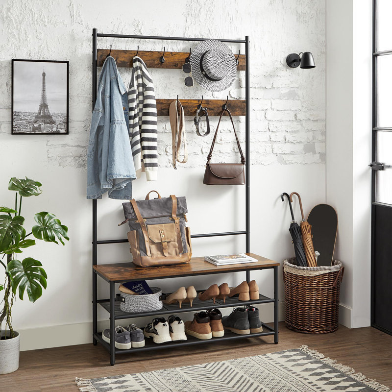 17 Stories Entryway Bench With Coat Rack | Wayfair