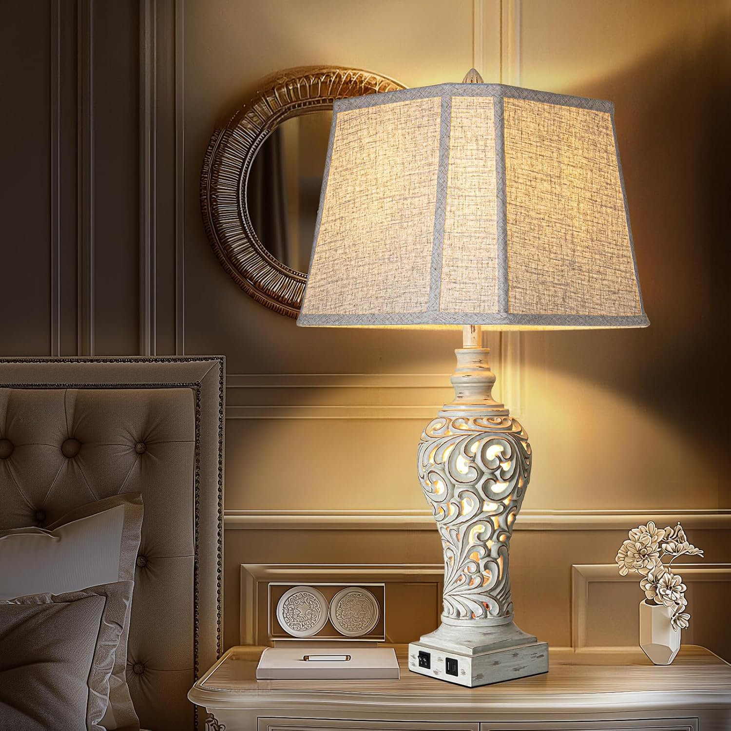 Ophelia & Co. Set Of 2 Farmhouse Table Lamps With USB Ports And ...