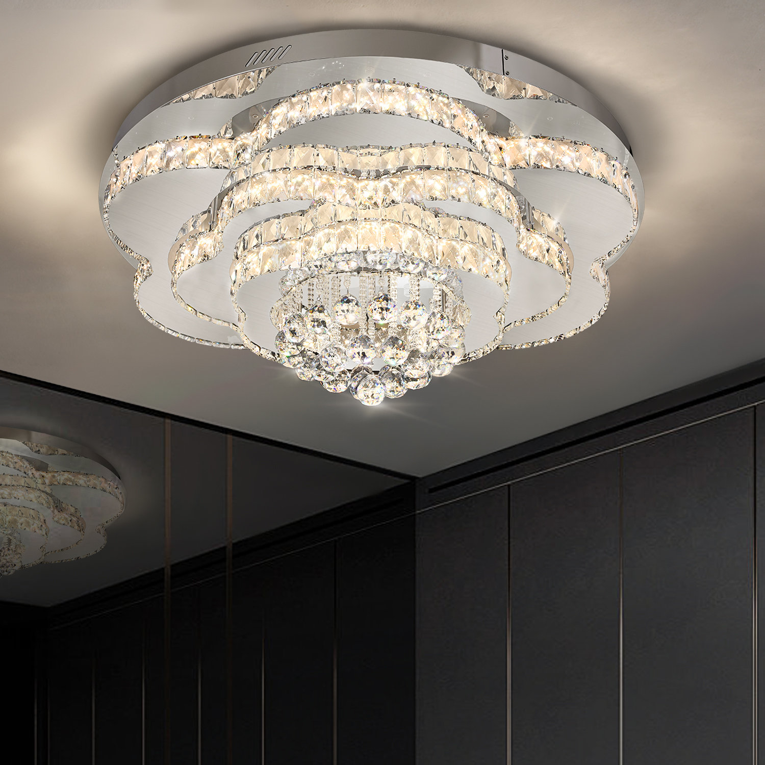 Rosdorf Park Jayden-Mark Elegant LED Crystal Tiered Ceiling Light, 24 ...