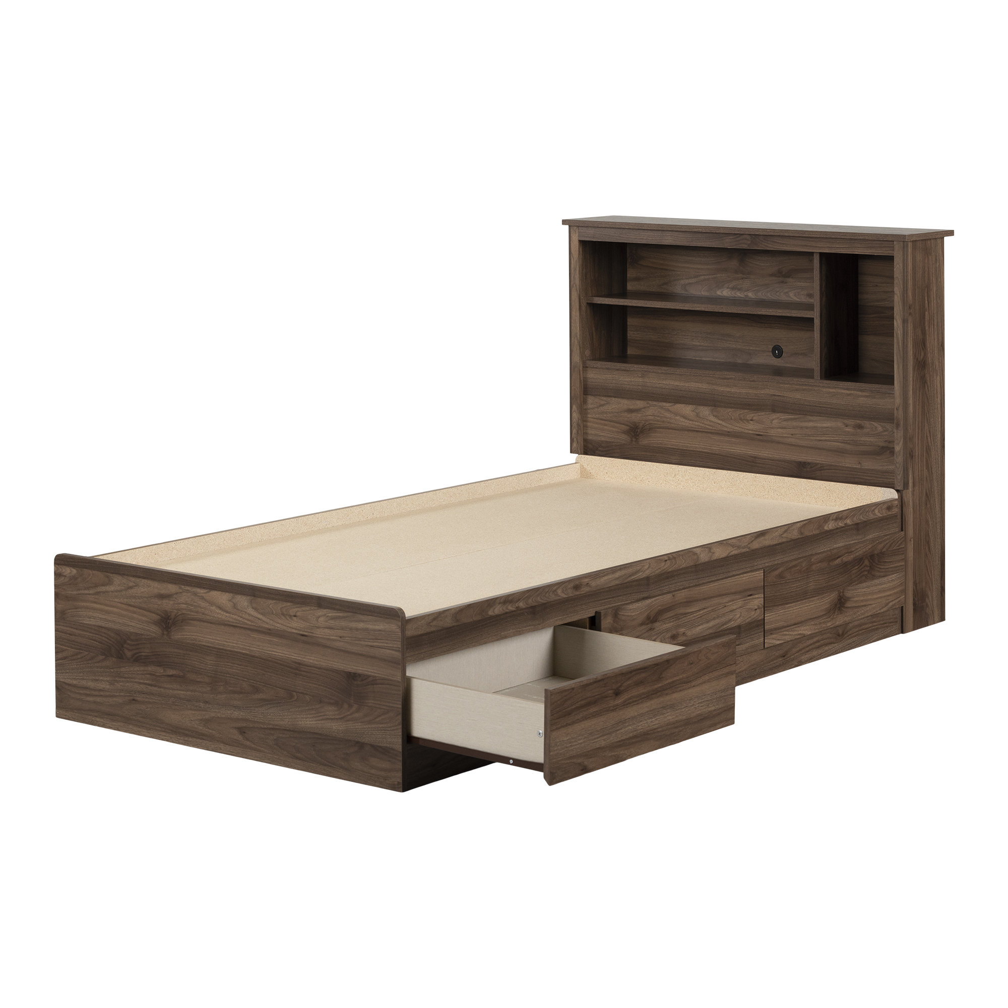 The Twillery Co.® Janay Twin Platforms Bed with Bookcase Headboard ...