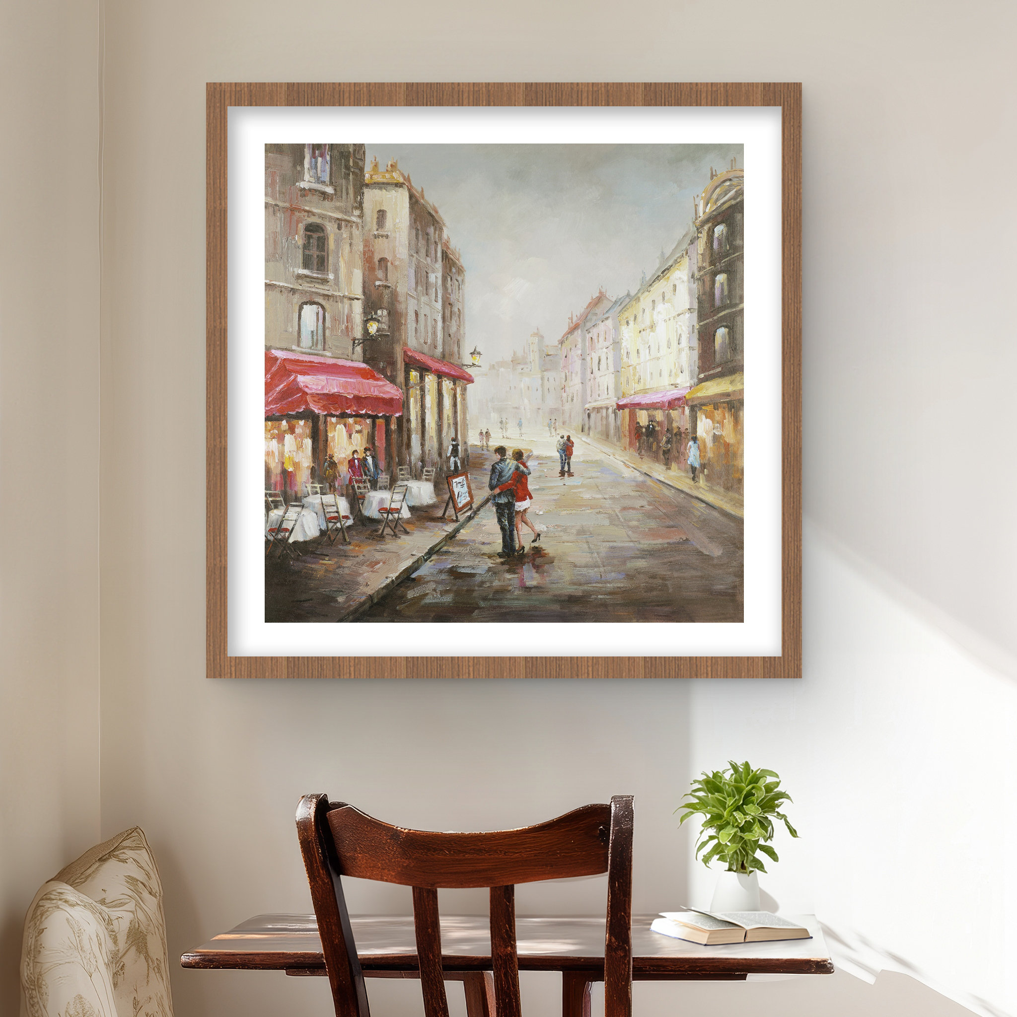 Lark Manor™ Couple Walking Near Terrace - Beige Living Room Framed ...