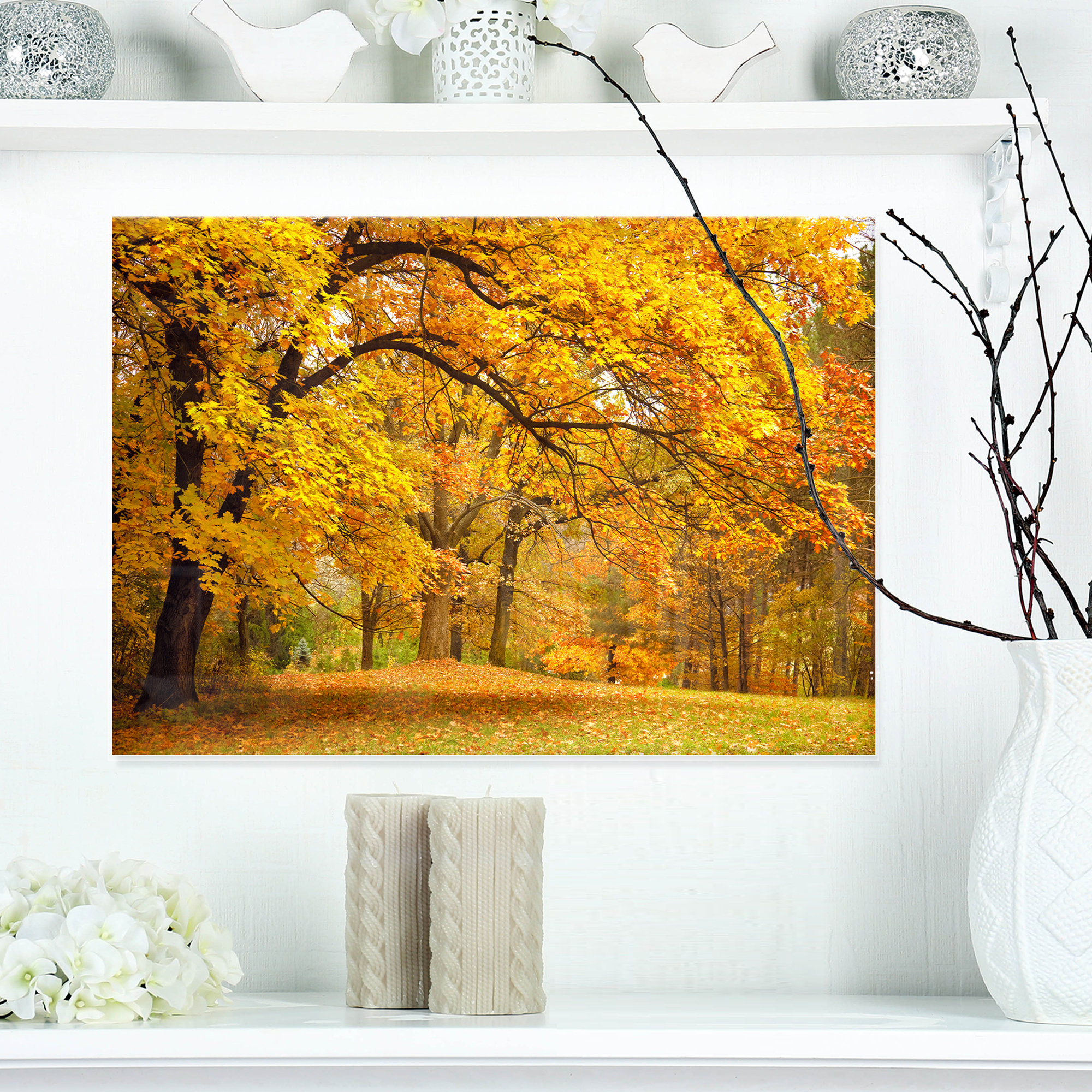 East Urban Home Golden Autumn Forest - Landscape Photography Metal Wall ...
