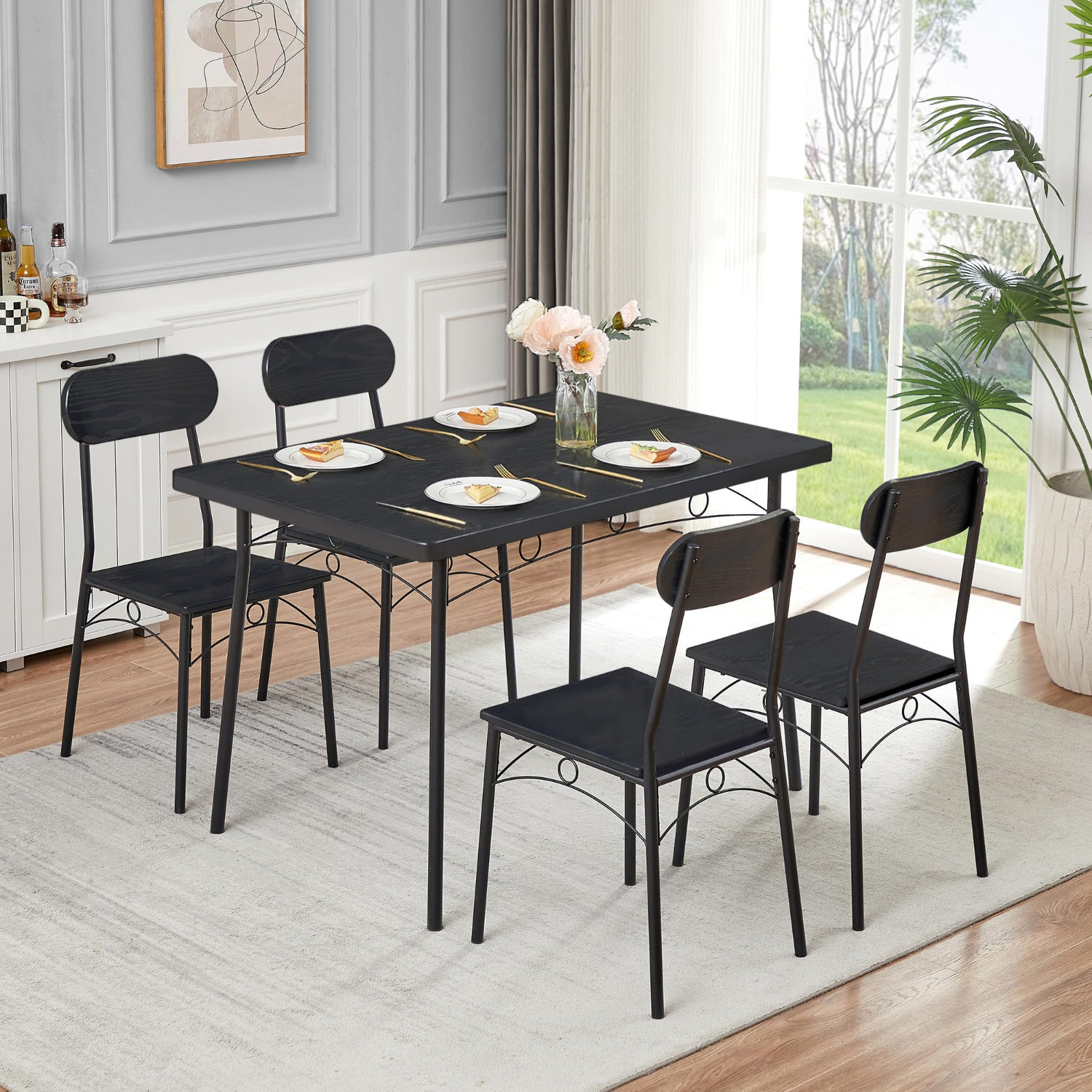 Orblue Dining Table Set For 4, 5 Piece Dinette With Chairs For Kitchen ...