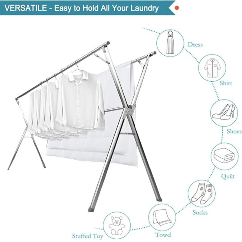 BOPWAY 63Inch Stainless Steel Clothes Drying Rack | Wayfair