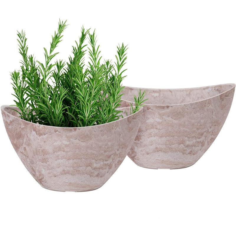 Brayden Studio® Marble Pattern Flower Pots for Indoor Plants, 2 Pack ...