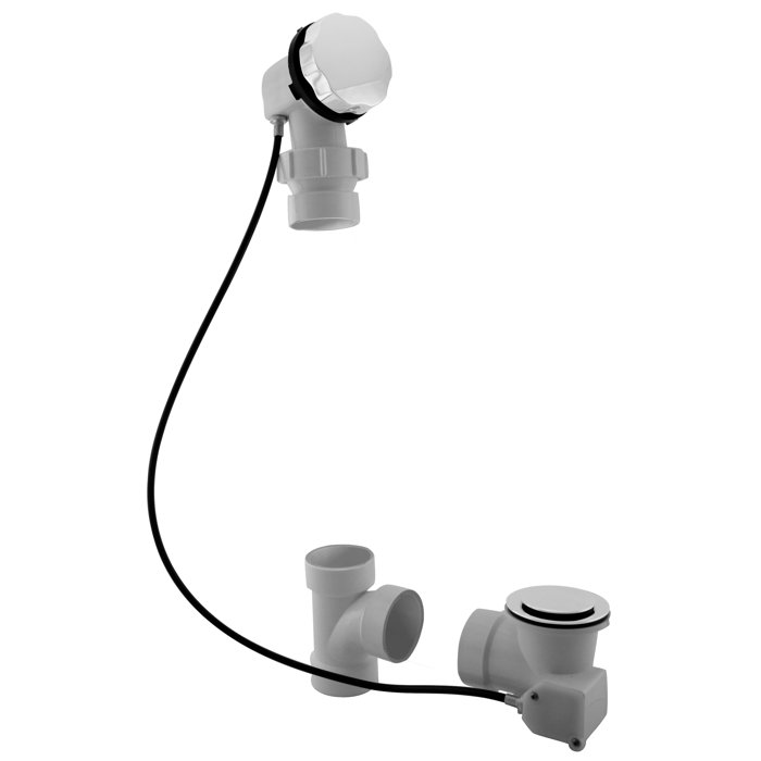 Westbrass 45" Cable Drive Pop-Up Bathtub Drain Trim with PVC Fittings ...