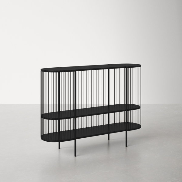 AllModern Sobro Black Metal Narrow Birdcage Style 2 Shelf Console Table ...